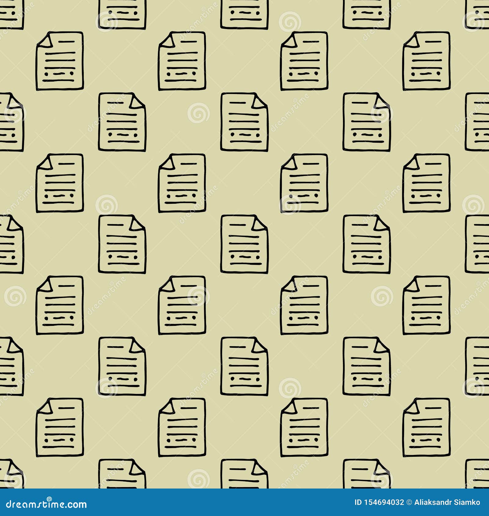 Hand Drawn Seamless Pattern Document Doodle. Sketch Style Icon ...
