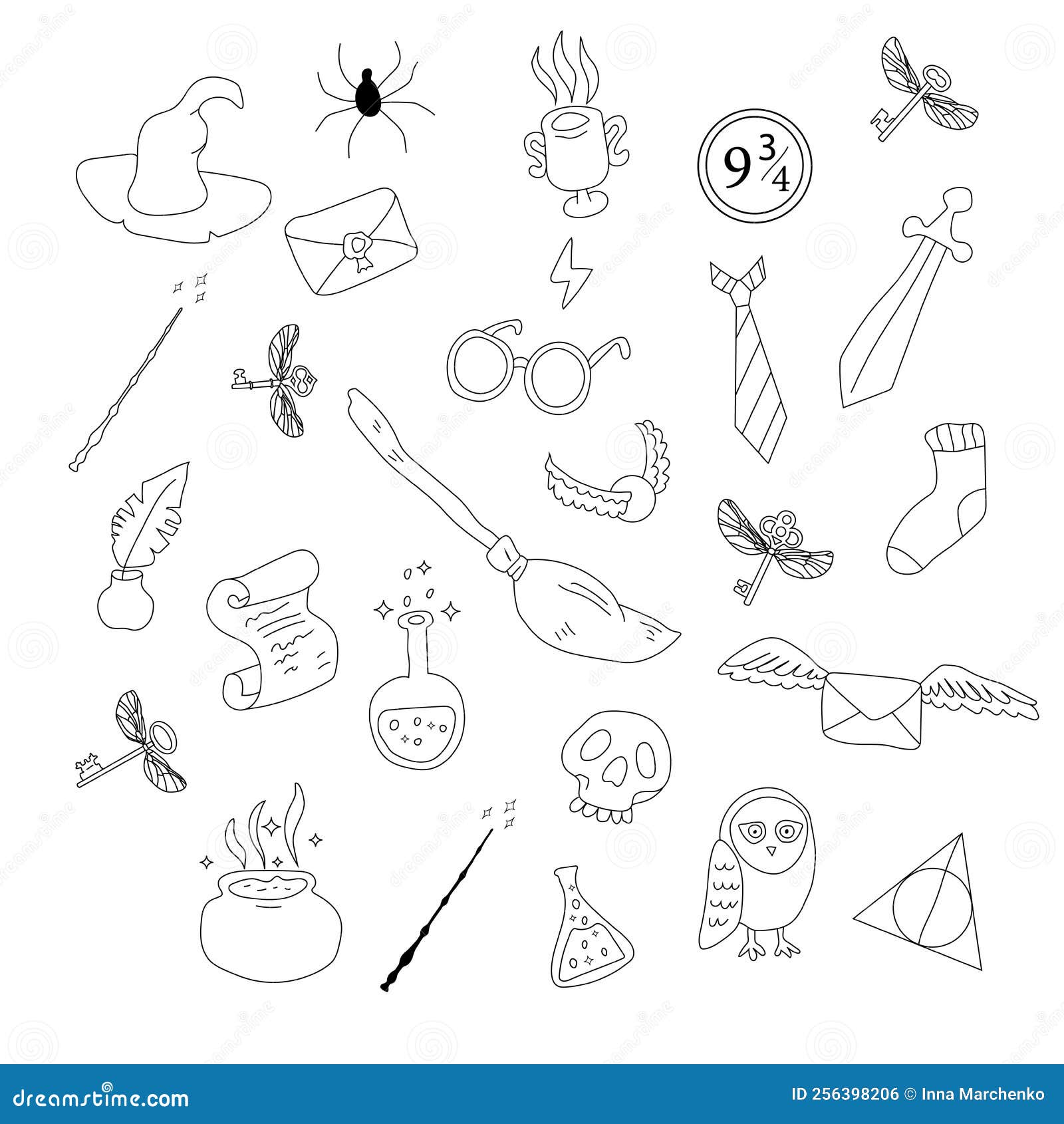 Doodle Magic House At Night Coloring Page. Sweet Dreams Black And White ...