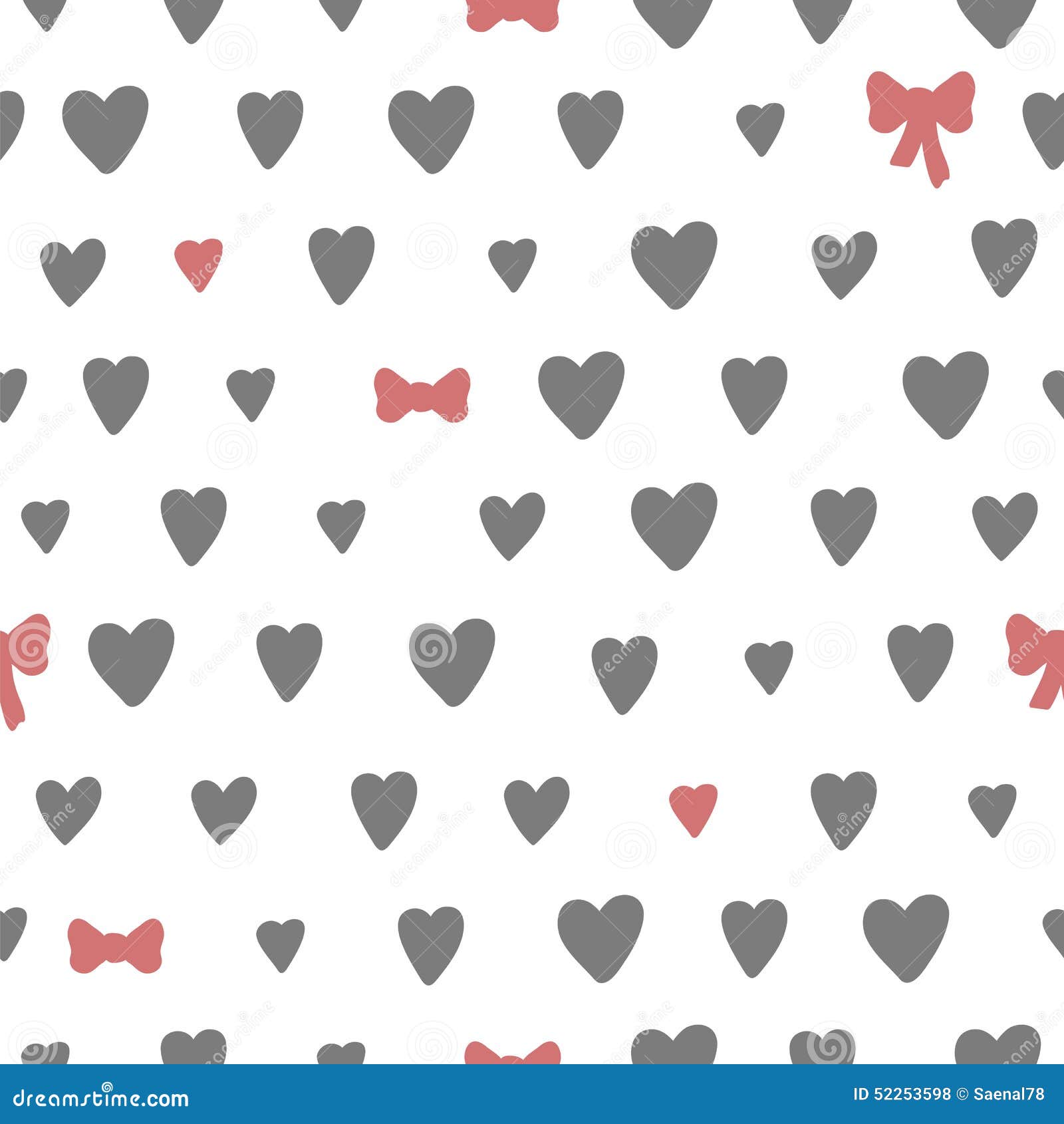 Hand Drawn Seamless Pattern with Hearts and Bows Stock Vector ...
