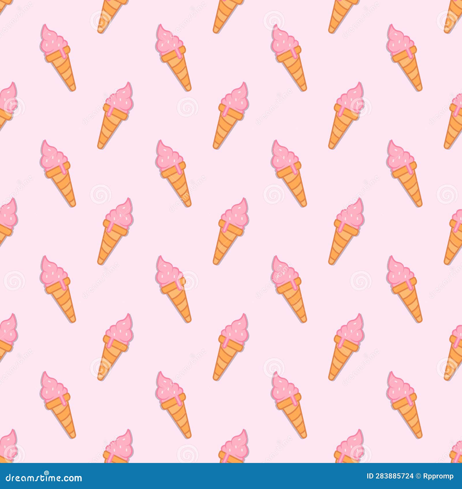 Hand Drawn Seamless Pattern of Ice Cream Horn Stock Vector ...