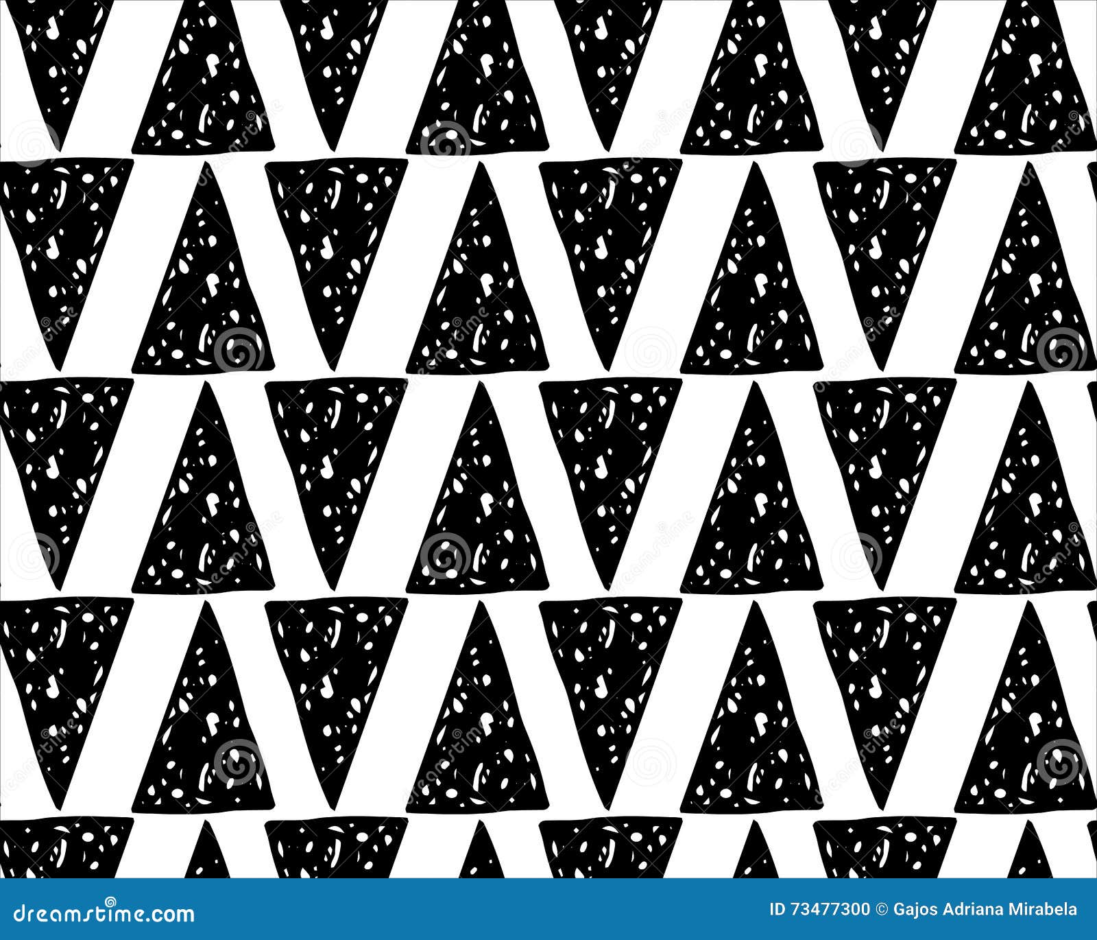 Hand Drawn Seamless Pattern with Long Triangles. Stock Illustration ...