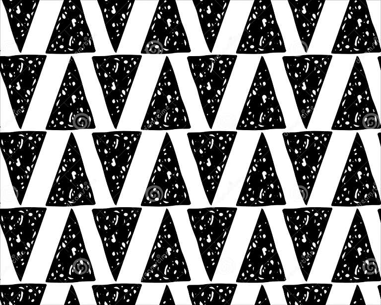 Hand Drawn Seamless Pattern with Long Triangles. Stock Illustration ...