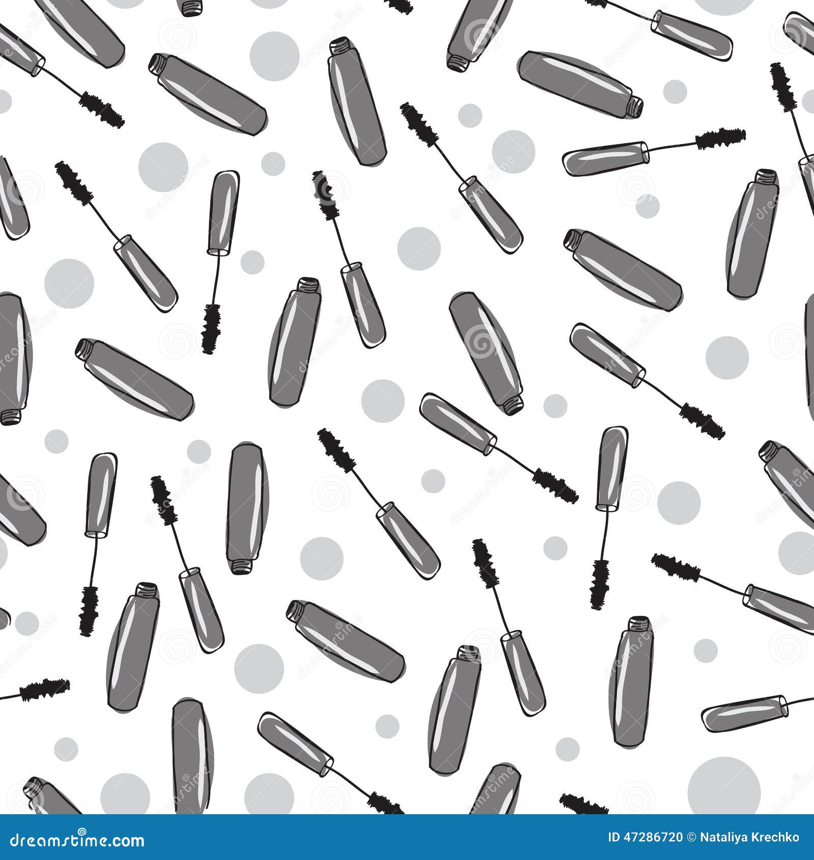 Hand Drawn Seamless Pattern with Mascara Stock Vector - Illustration of ...
