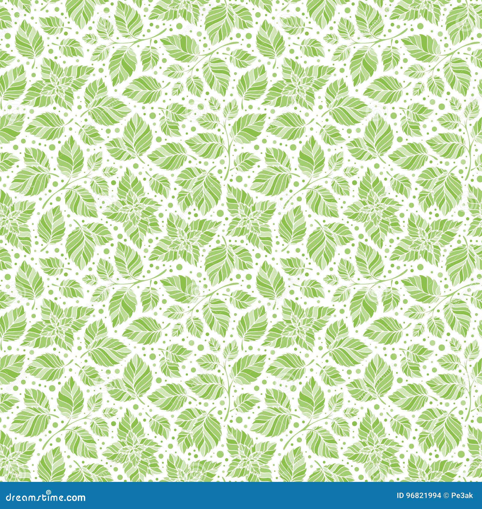 Hand Drawn Seamless Pattern with Mint Leaves Stock Illustration ...