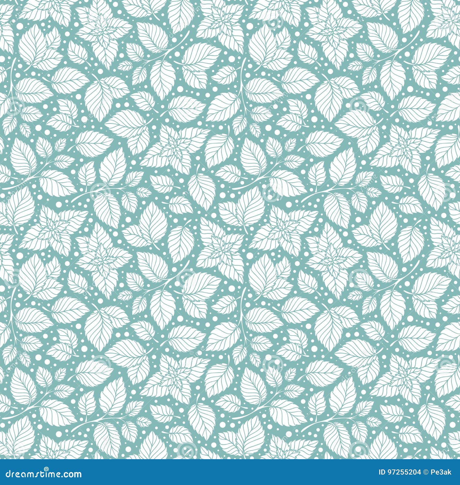 Hand Drawn Seamless Pattern with Mint Leaves Stock Illustration ...