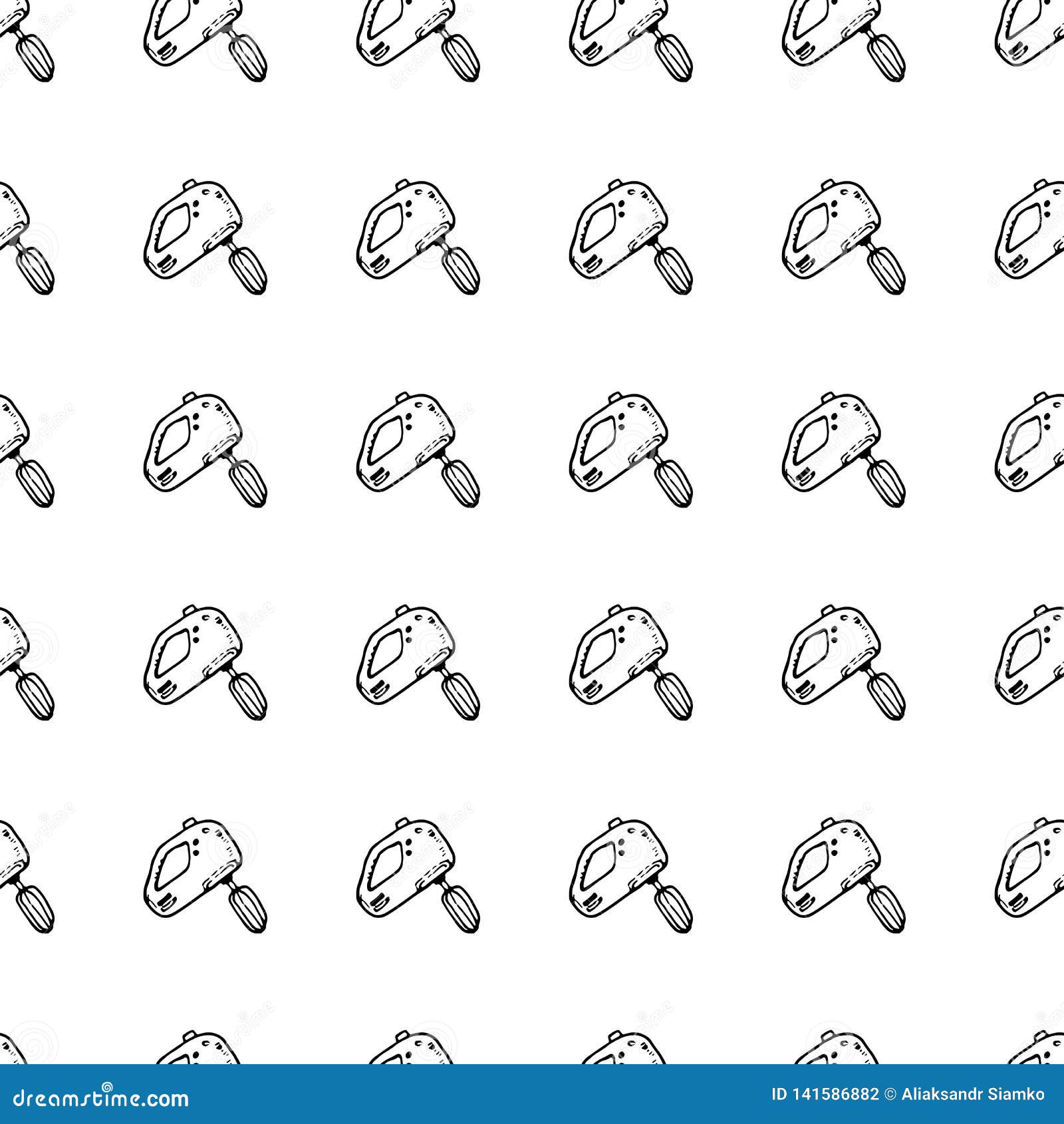 Hand Drawn Seamless Pattern Mixer Doodle. Sketch Style Icon. Decoration ...