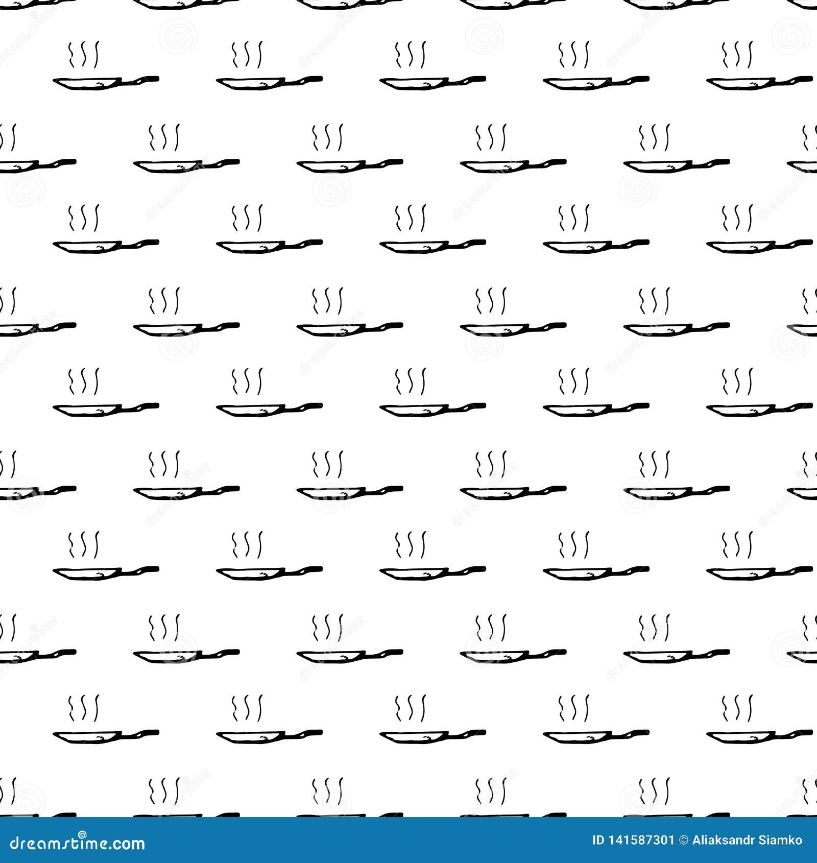 Hand Drawn Seamless Pattern Pan Doodle. Sketch Style Icon. Decoration ...