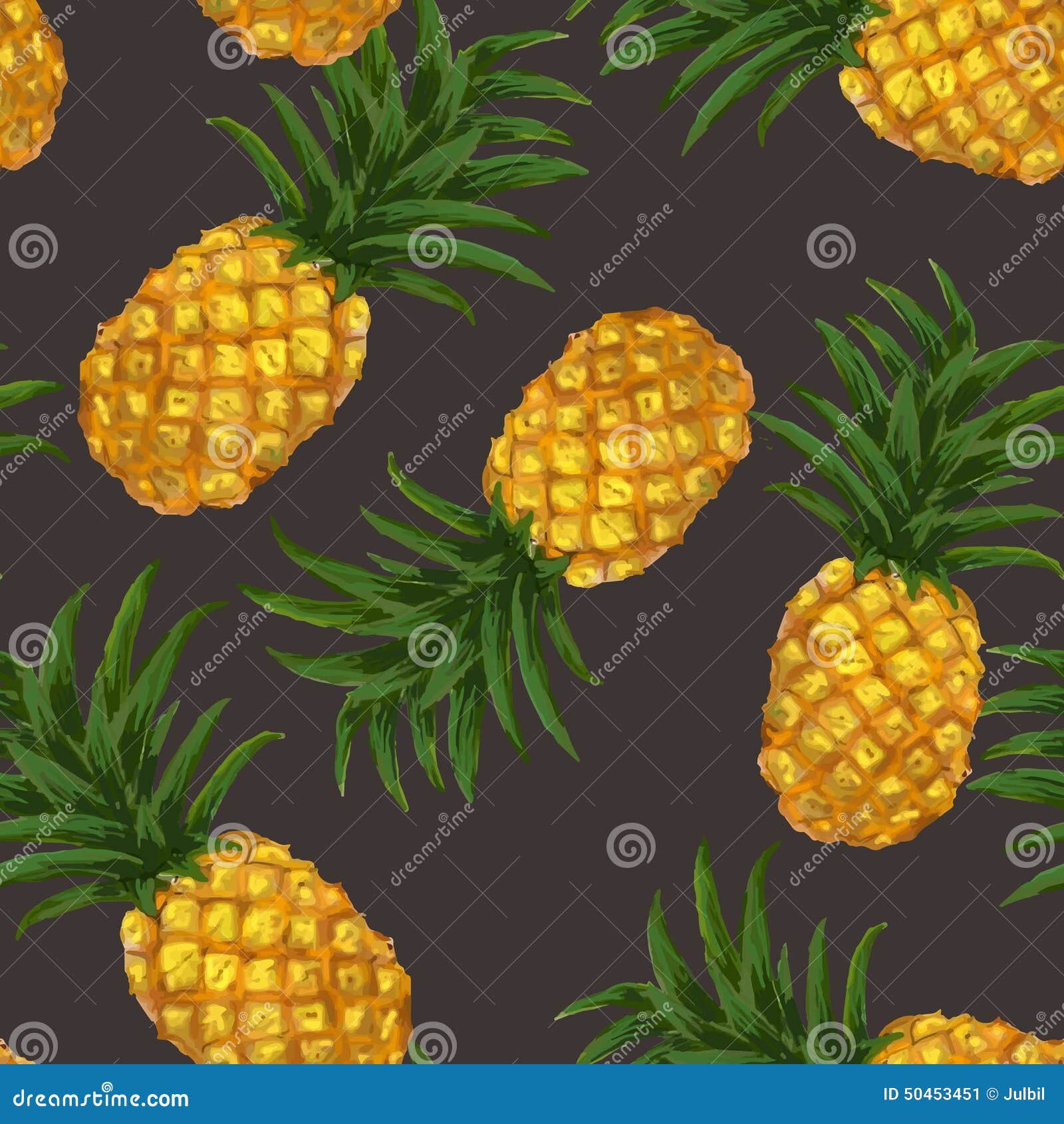 Hand Drawn Seamless Pattern with Pineapple in Stock Vector ...