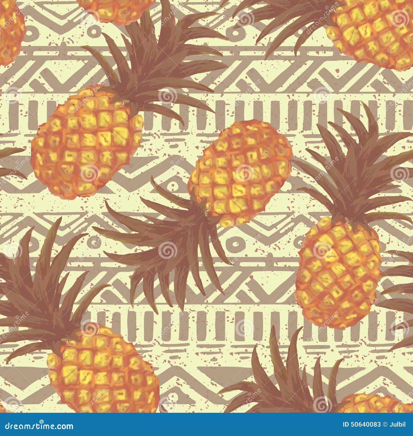 Hand Drawn Seamless Pattern with Pineapple in Stock Vector ...