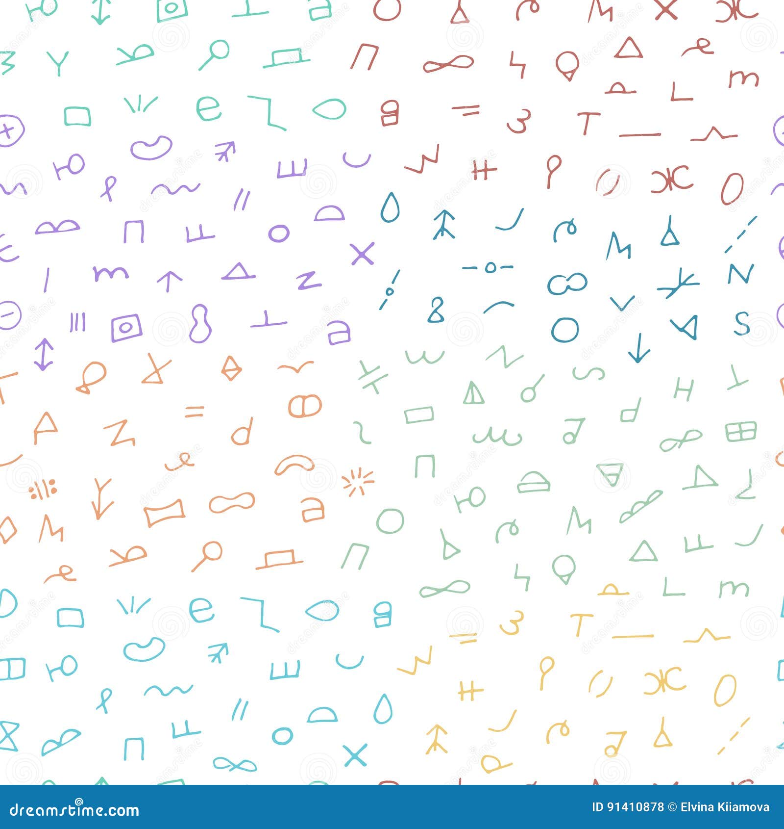 Hand Drawn Seamless Pattern. Random Signs. Stock Illustration ...