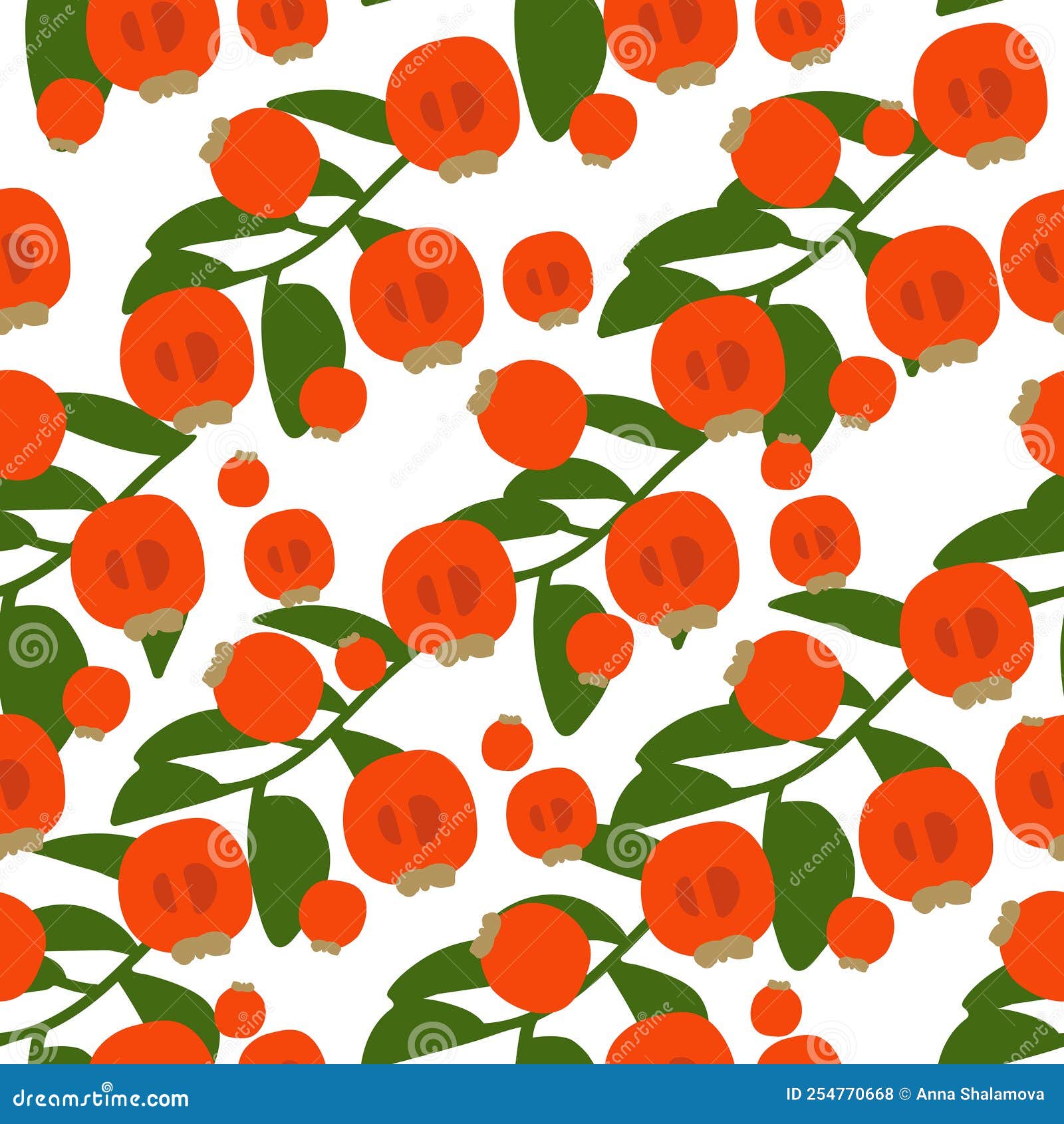Hand-drawn Seamless Pattern of Ripe Juicy Persimmon Stock Vector ...