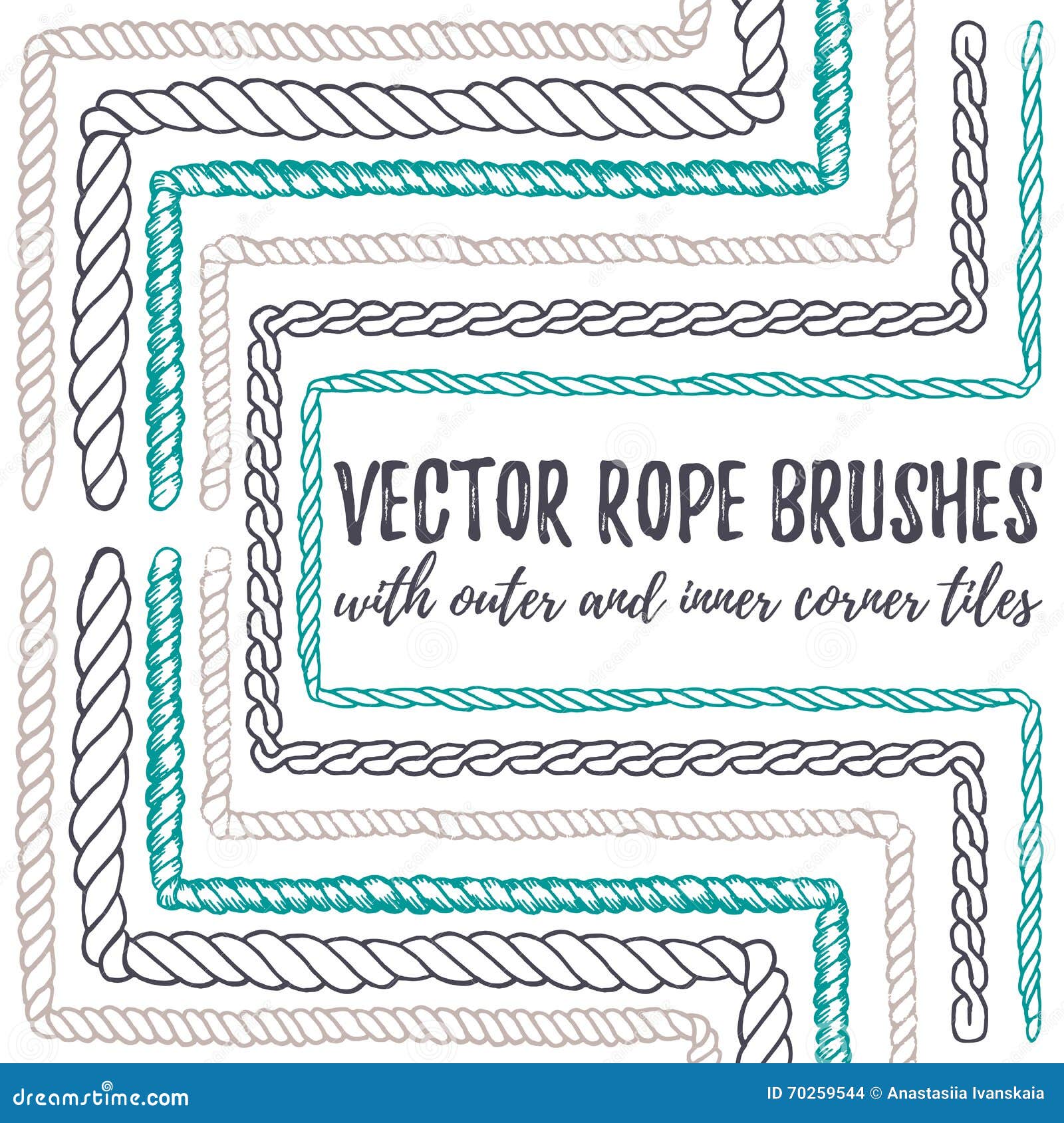 6 Hand Drawn Seamless Pattern Rope Brushes Stock Vector - Illustration ...