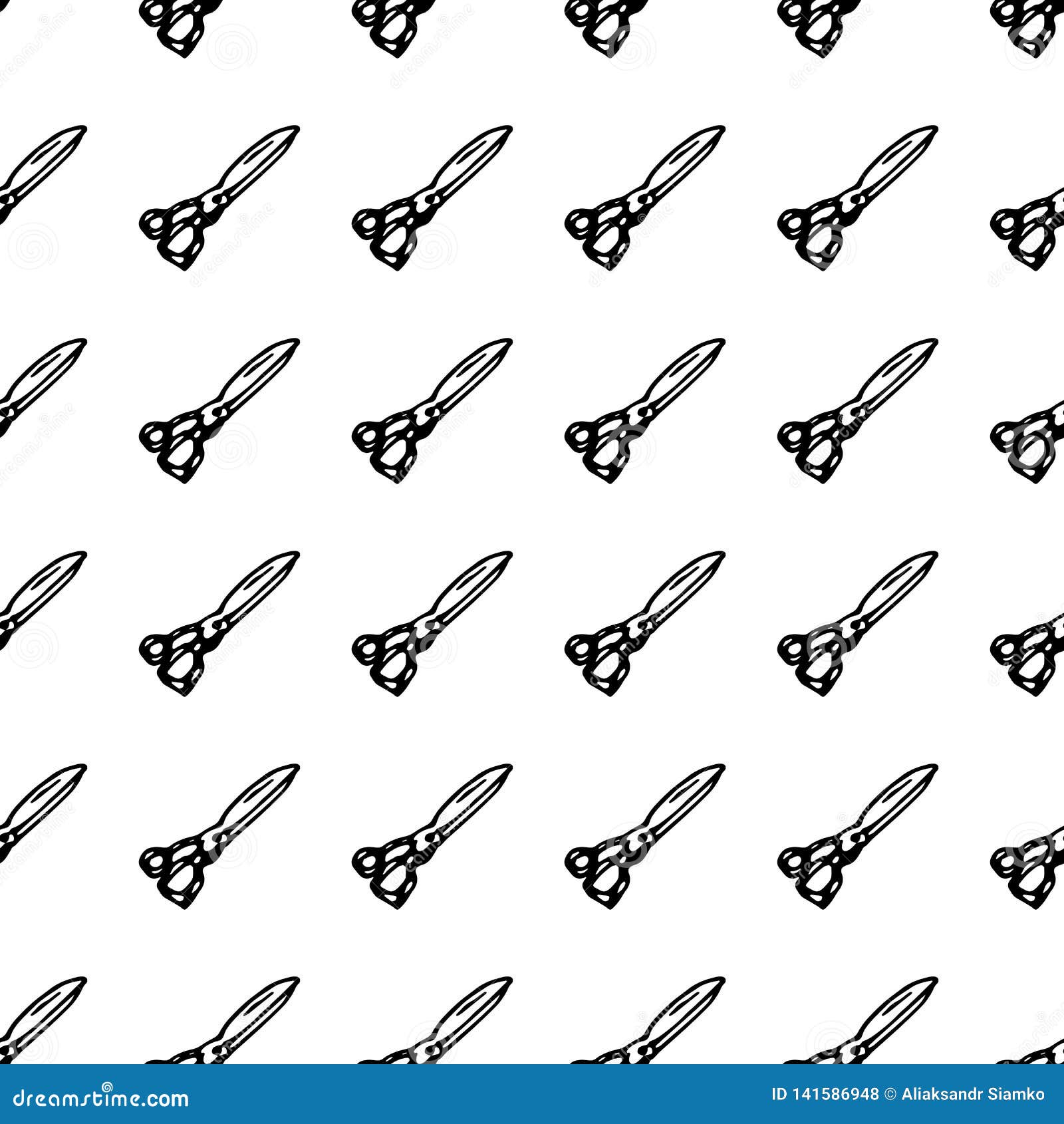 Hand Drawn Seamless Pattern Scissors Doodle. Sketch Style Icon ...