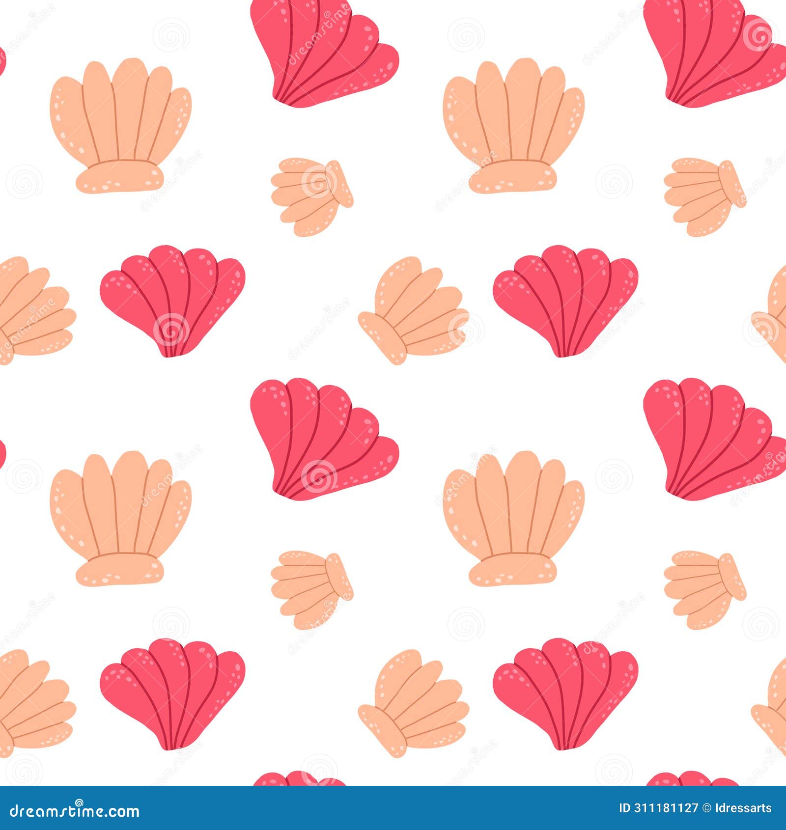 Hand Drawn Seamless Pattern with Shells. Stock Vector - Illustration of ...