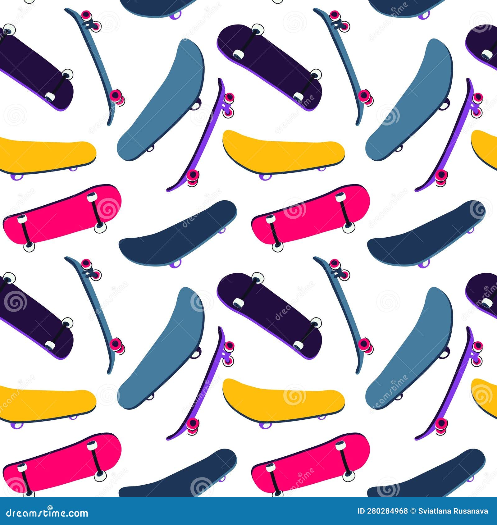 Hand-drawn Seamless Pattern for Skateboarding. the Texture of the Skate ...