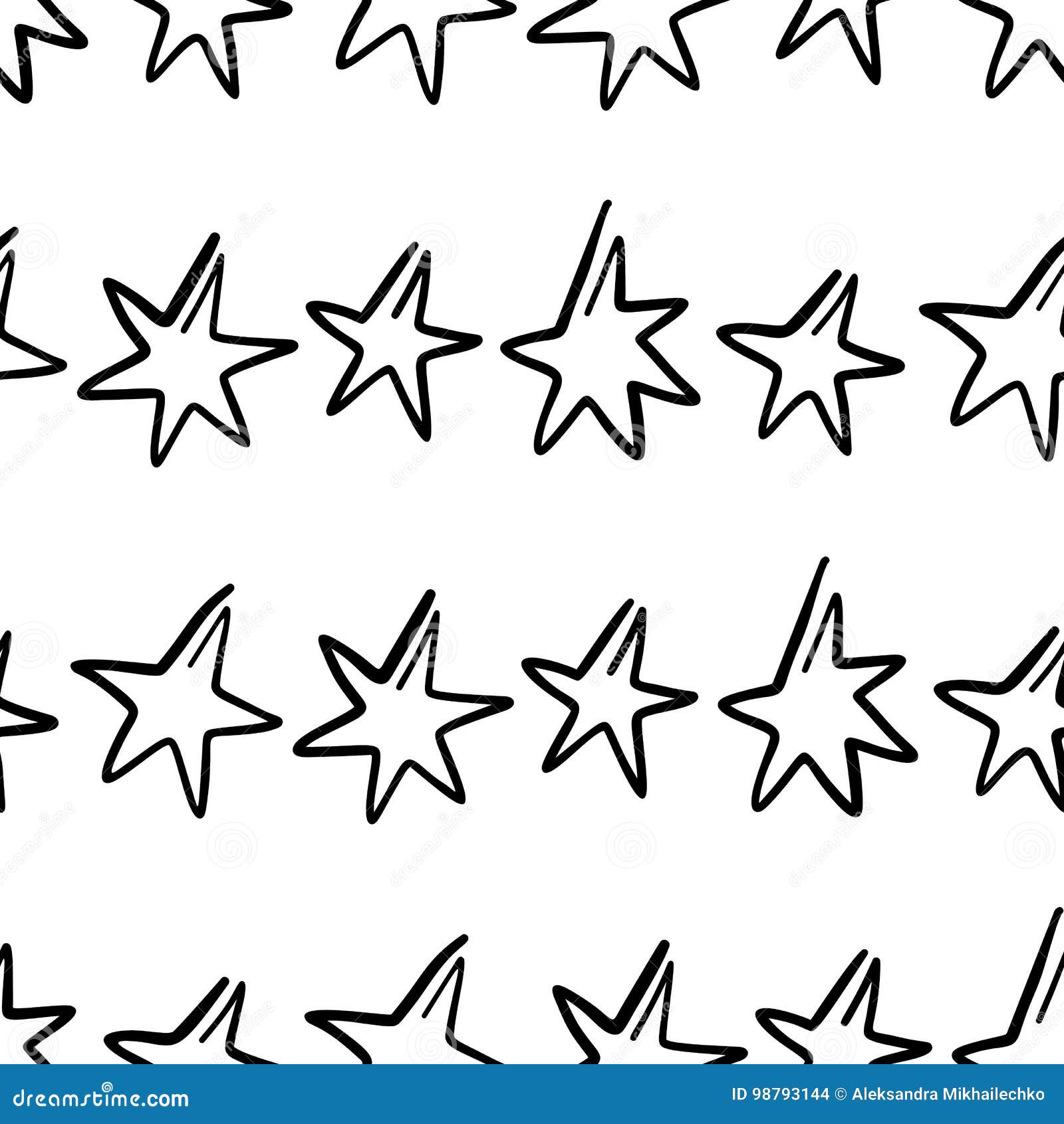 Hand Drawn Seamless Pattern with Stars Isolated on White. Stock Vector ... Hand Drawn Seamless Pattern with Stars Isolated on White. Stock Vector ...