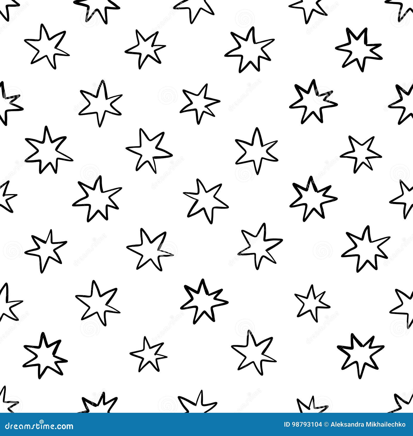 Hand Drawn Seamless Pattern with Stars on White. Stock Vector ... Hand Drawn Seamless Pattern with Stars on White. Stock Vector ...