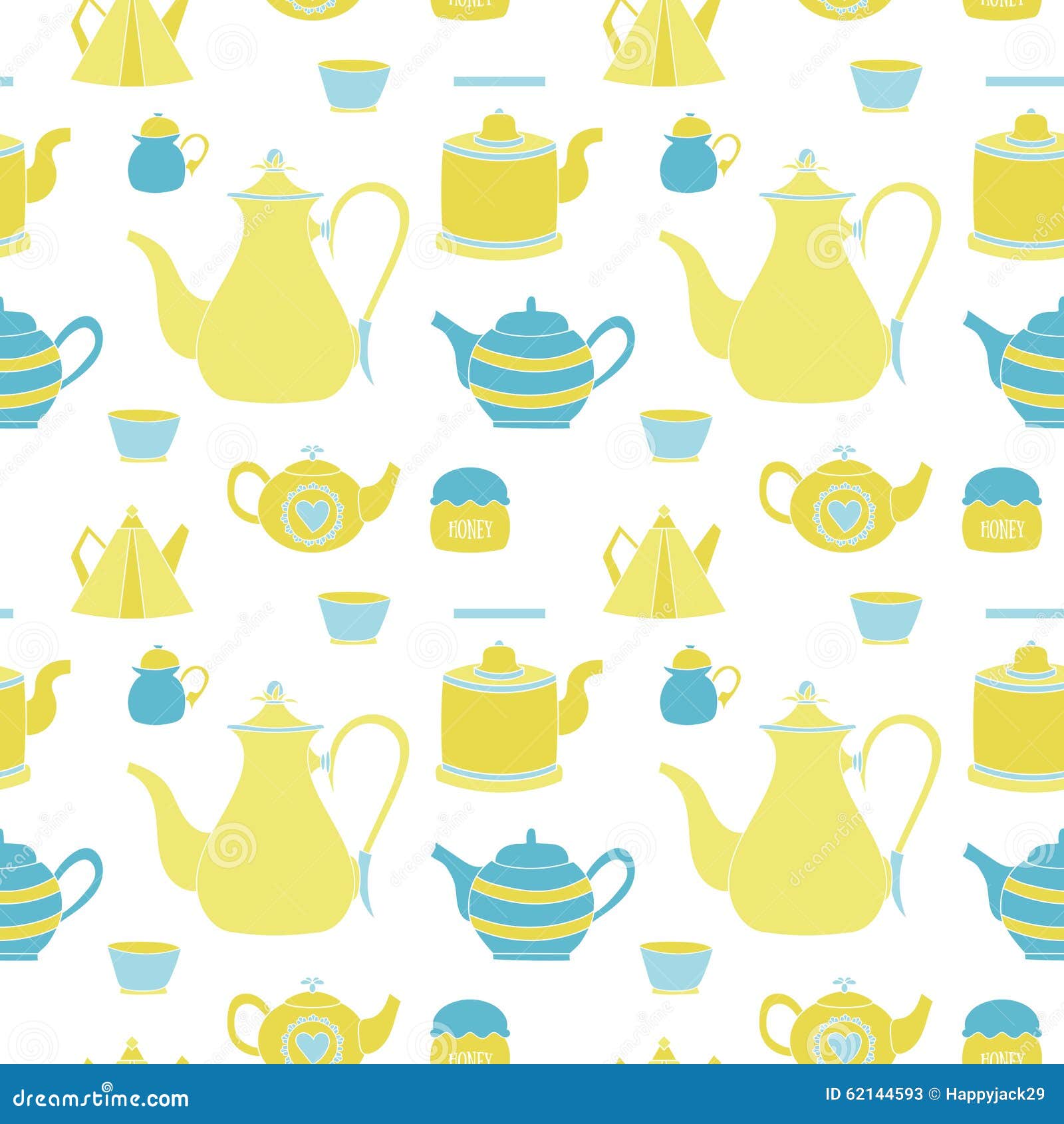 Hand Drawn Seamless Pattern with Tea Time Element Stock Vector ...