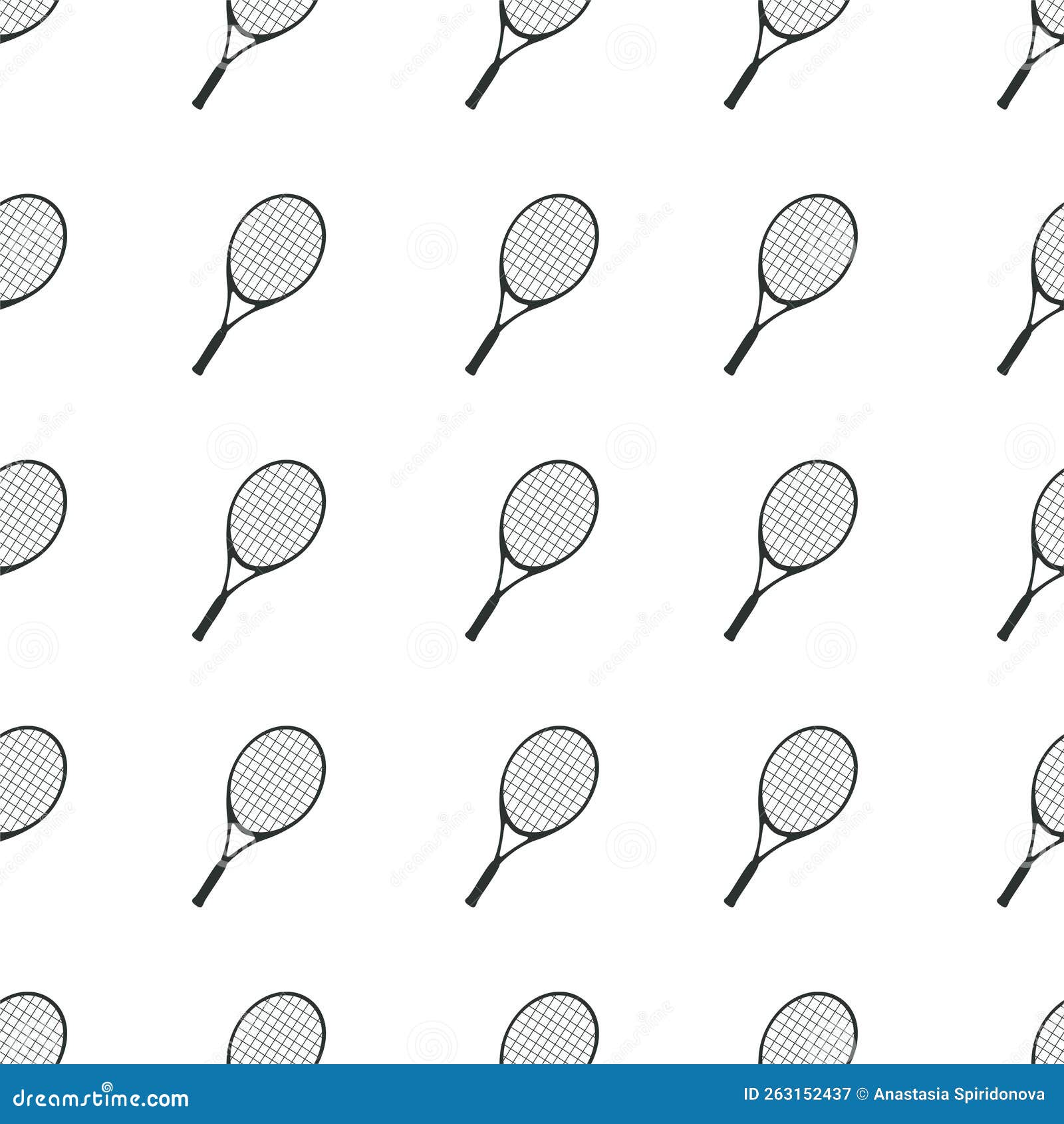Hand Drawn Seamless Pattern. Tennis Racket Stock Vector - Illustration ...