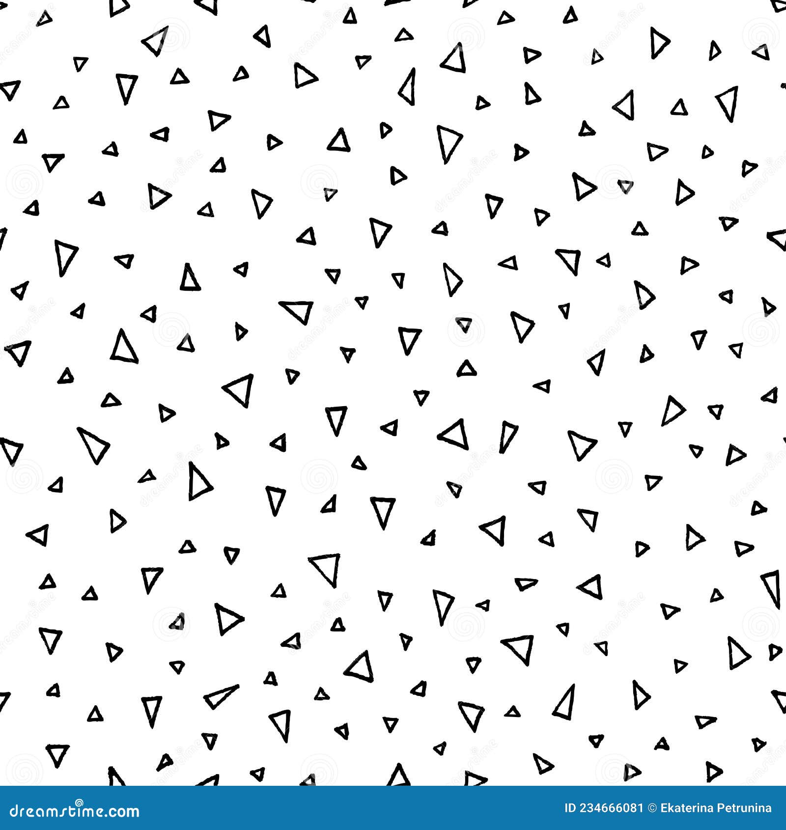 Vector Hand Drawn Seamless Pattern with Tiny Small Triangles. Artistic ...