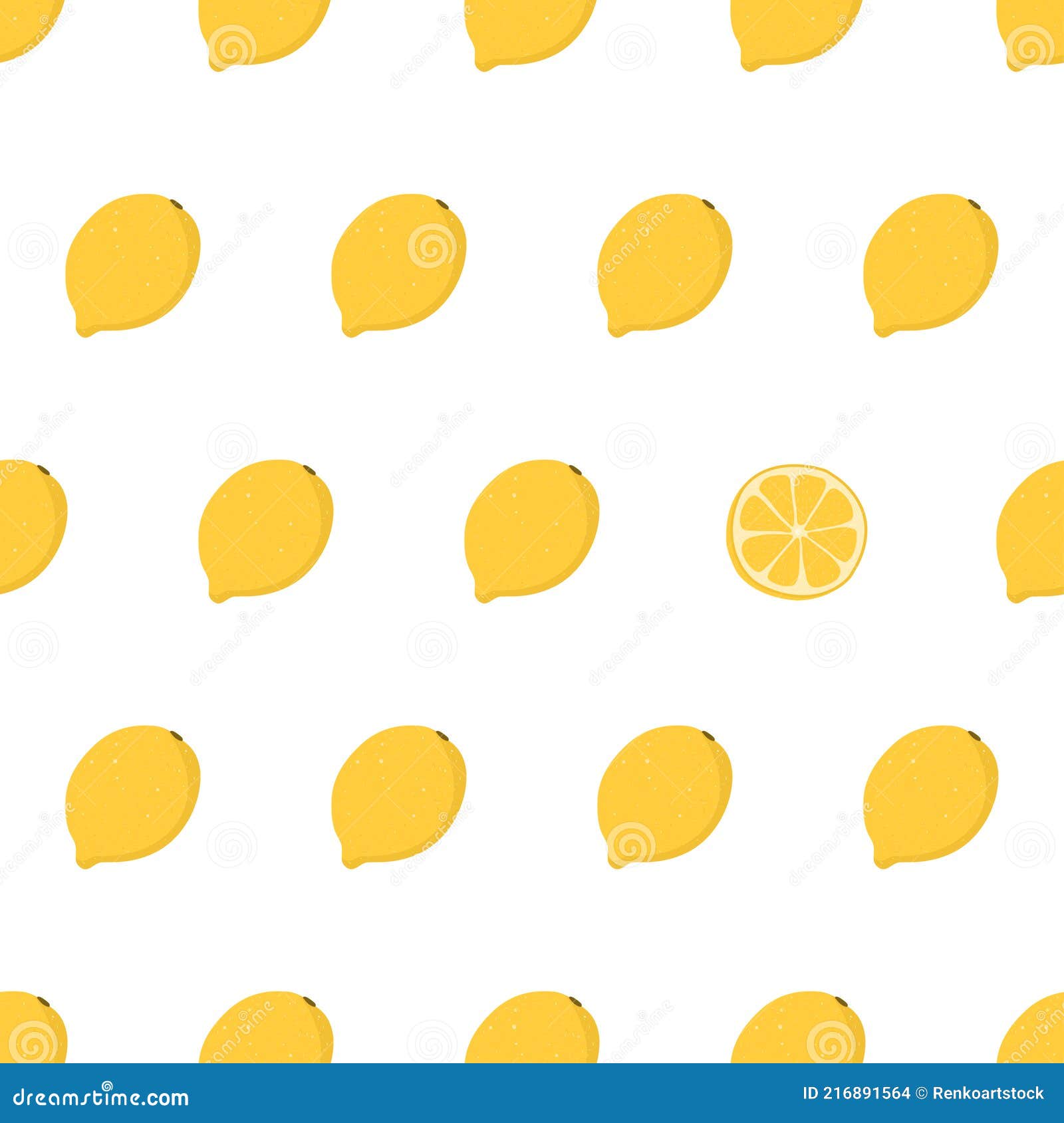 Hand Drawn Seamless Pattern with Whole Lemon. Fabric Print Texture with ...