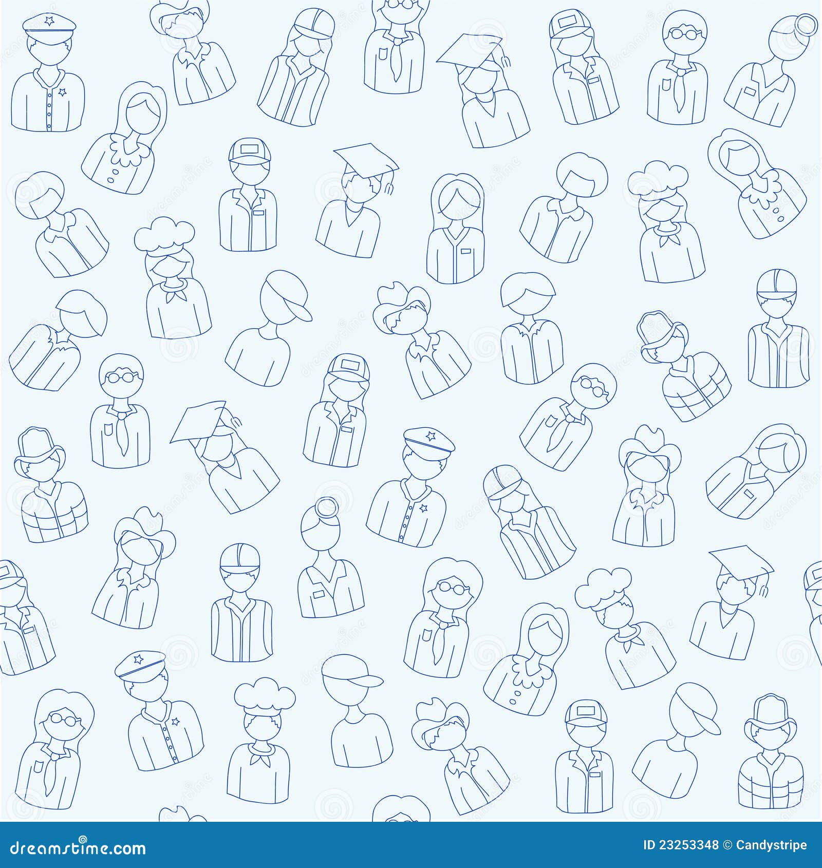 Hand Drawn Seamless People Icons Stock Vector - Illustration of ...