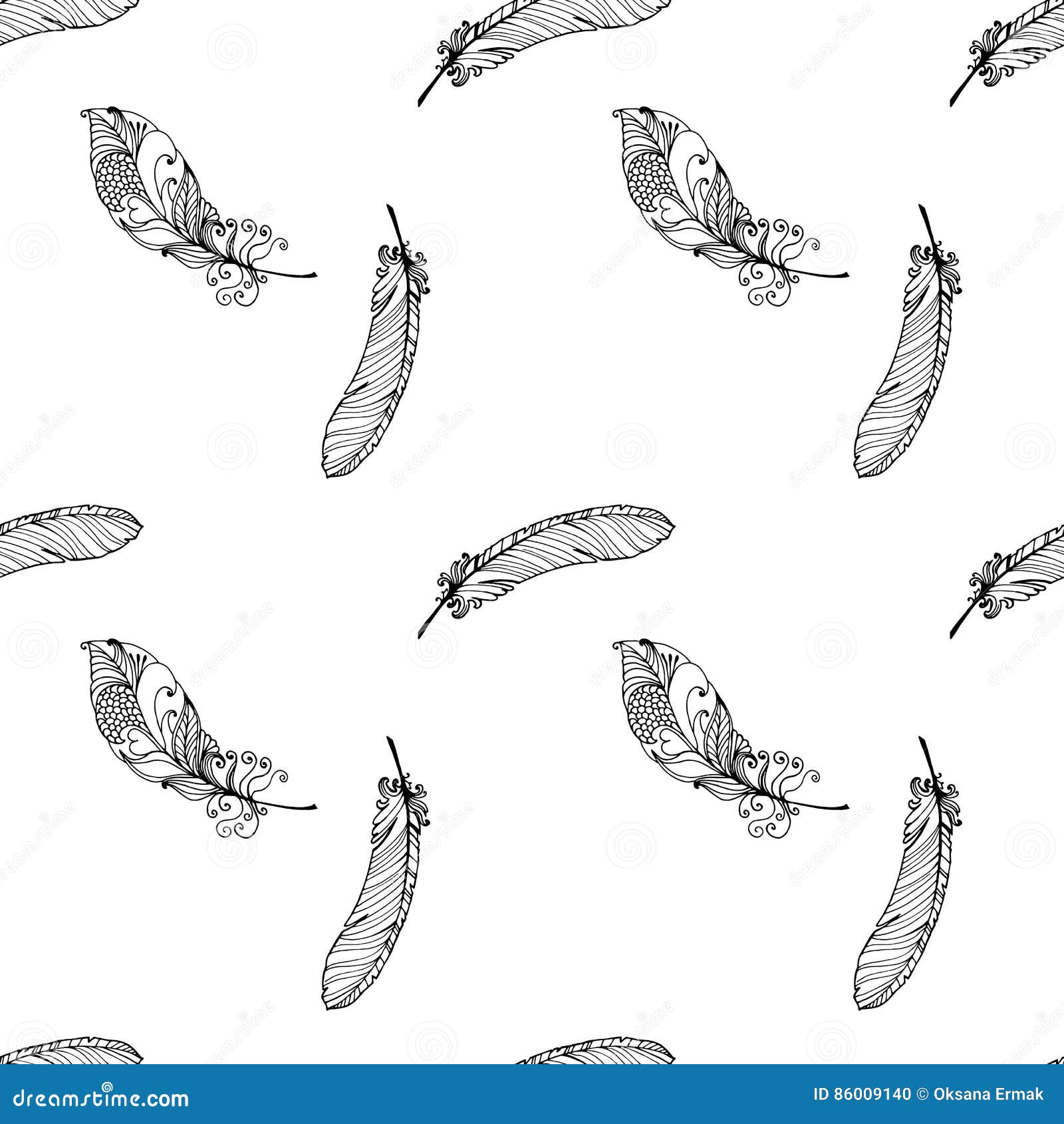 Hand Drawn Seamless Plumage Pattern Stock Vector - Illustration of ...