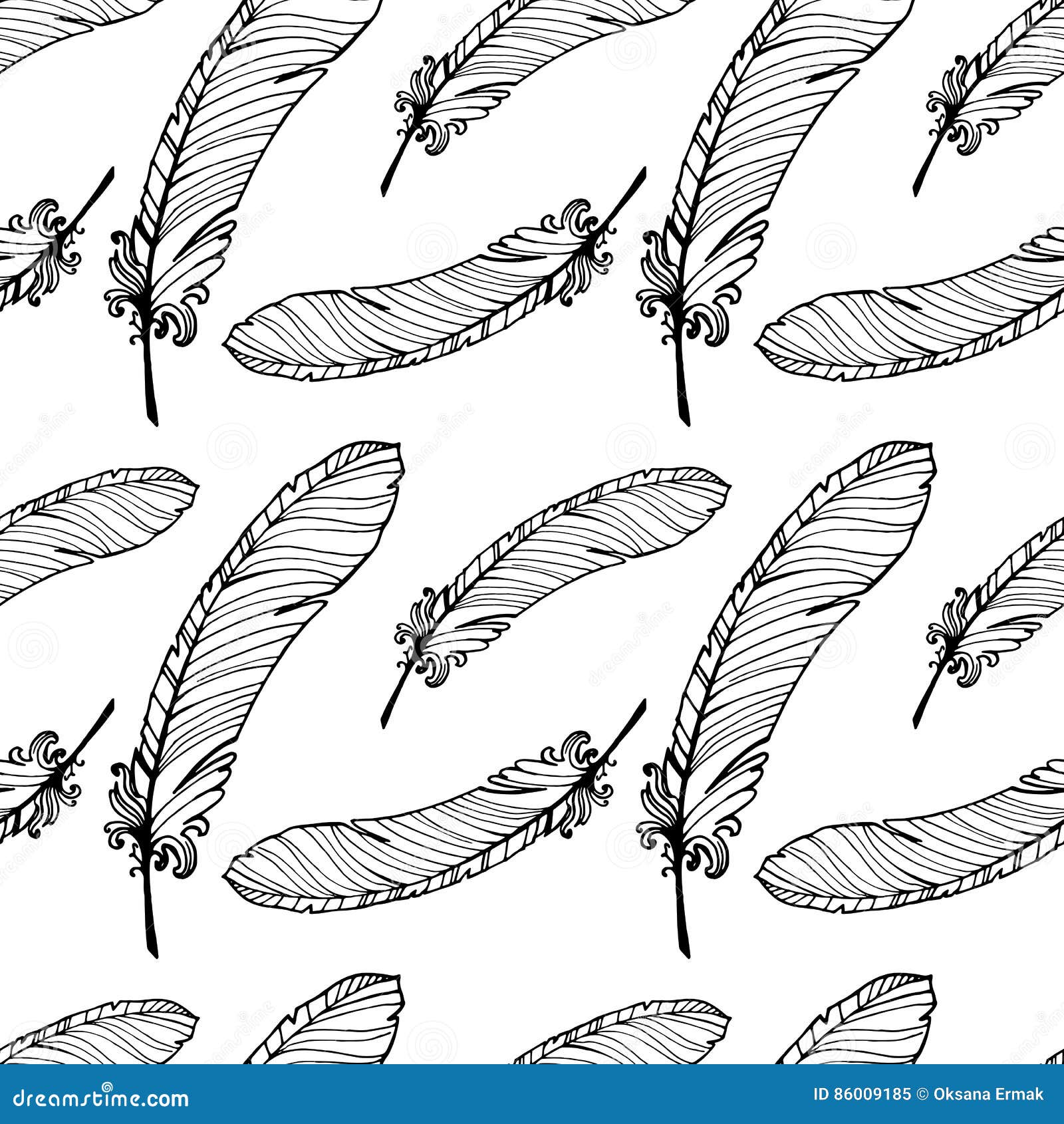Hand Drawn Seamless Plumage Pattern Stock Vector - Illustration of ...