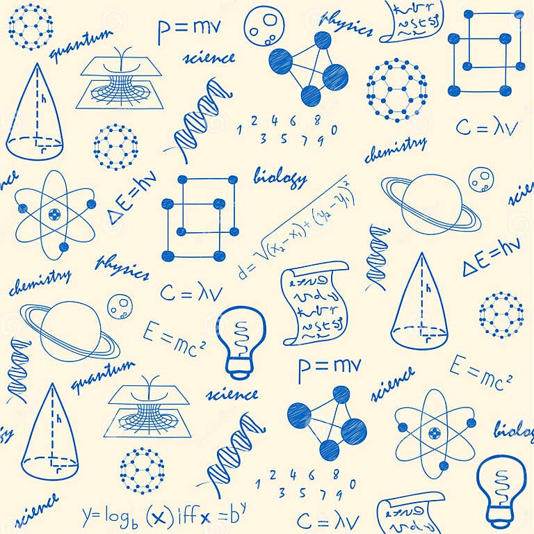 Hand Drawn Seamless Science Icons Stock Vector - Illustration of ...