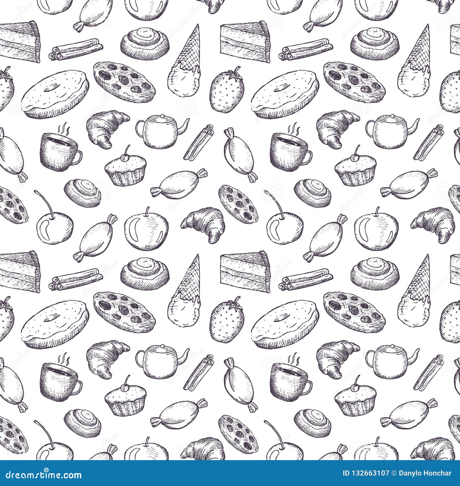 Set Of Sweets. Doodles Hand Drawn Sketchy Vector Objects ...