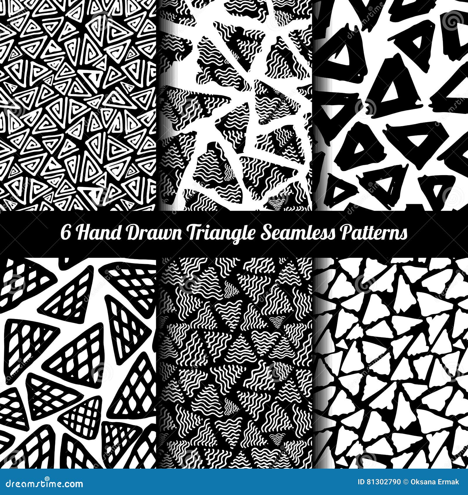 Hand Drawn Seamless Triangle Pattern Stock Vector - Illustration of ...