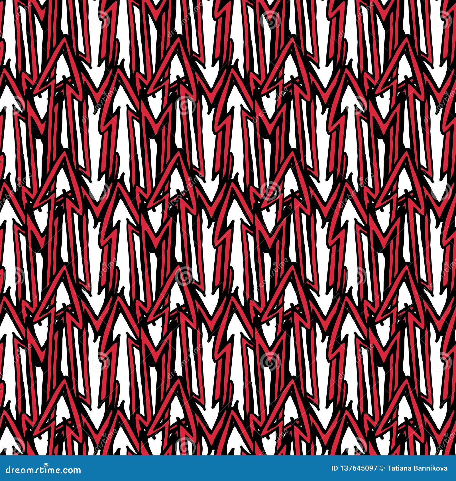 Hand Drawn Seamless Vector Pattern. Red Arrows Stock Vector ...