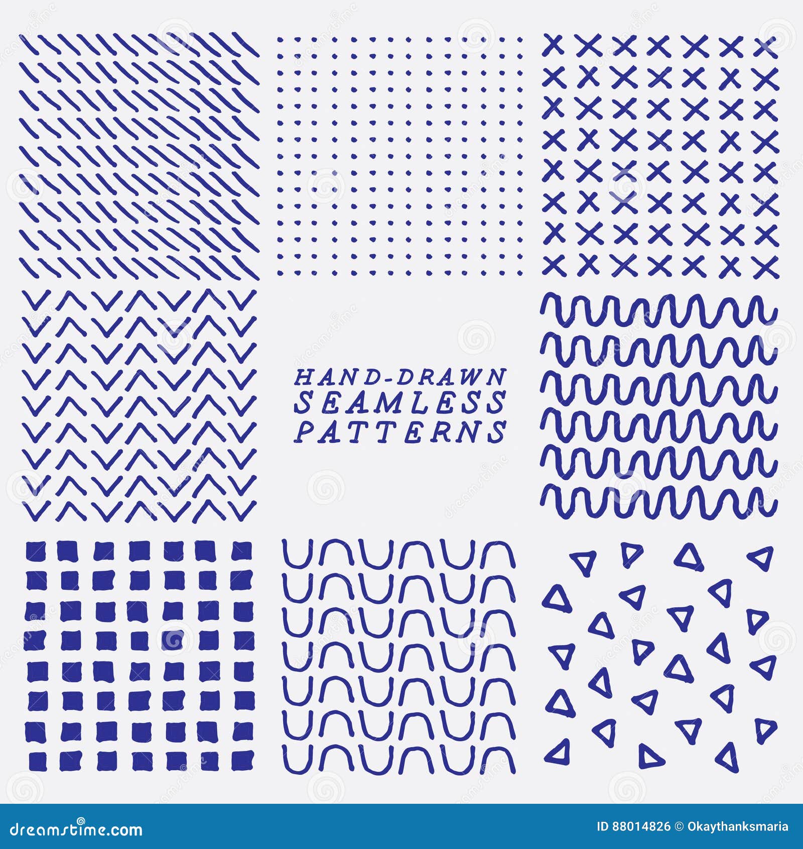 Hand Drawn Seamless Vector Patterns Stock Vector - Illustration of ...