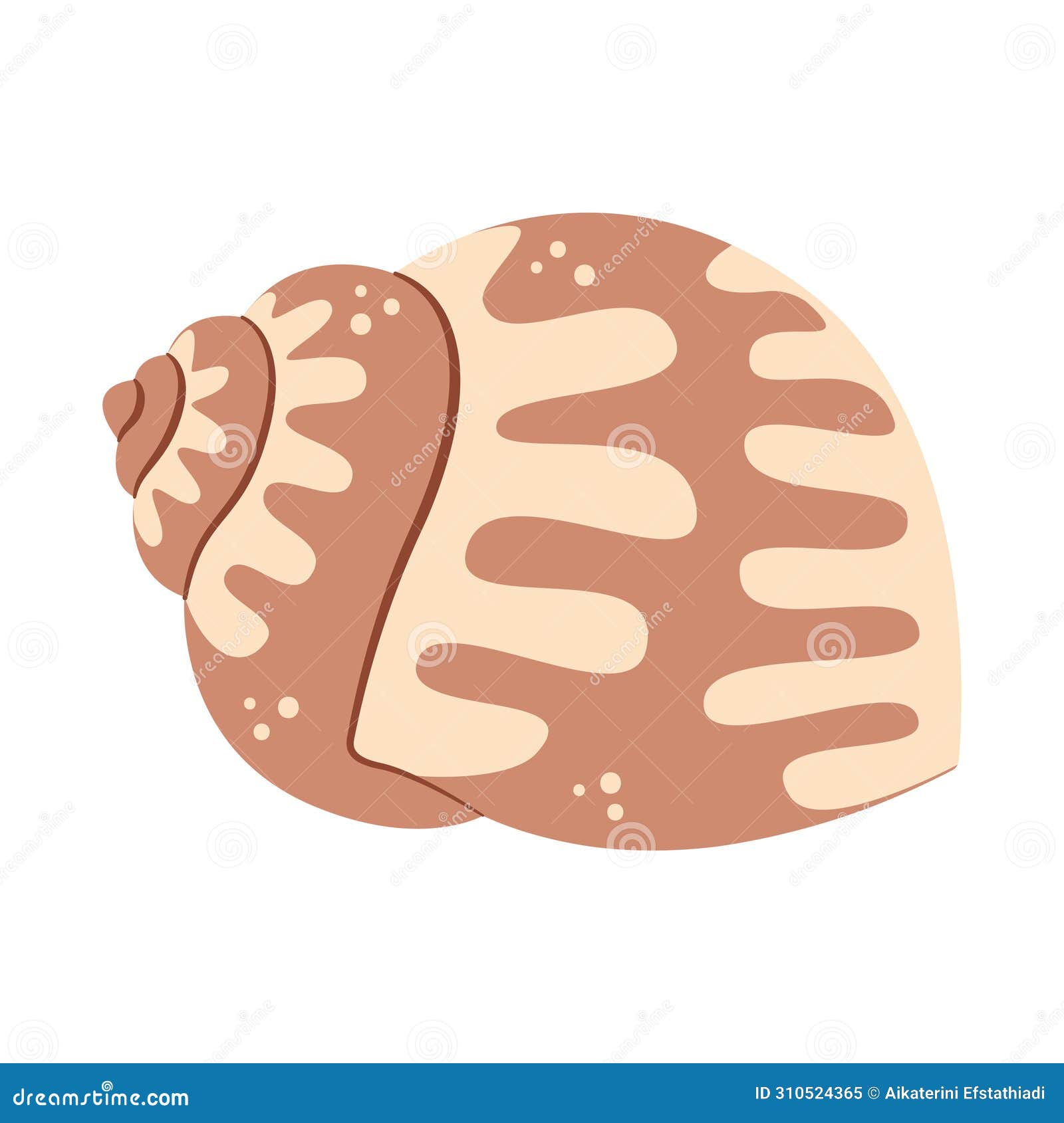 Seashell Hand Drawn. Cartoon Style Flat Illustration Seashell Isolated ...