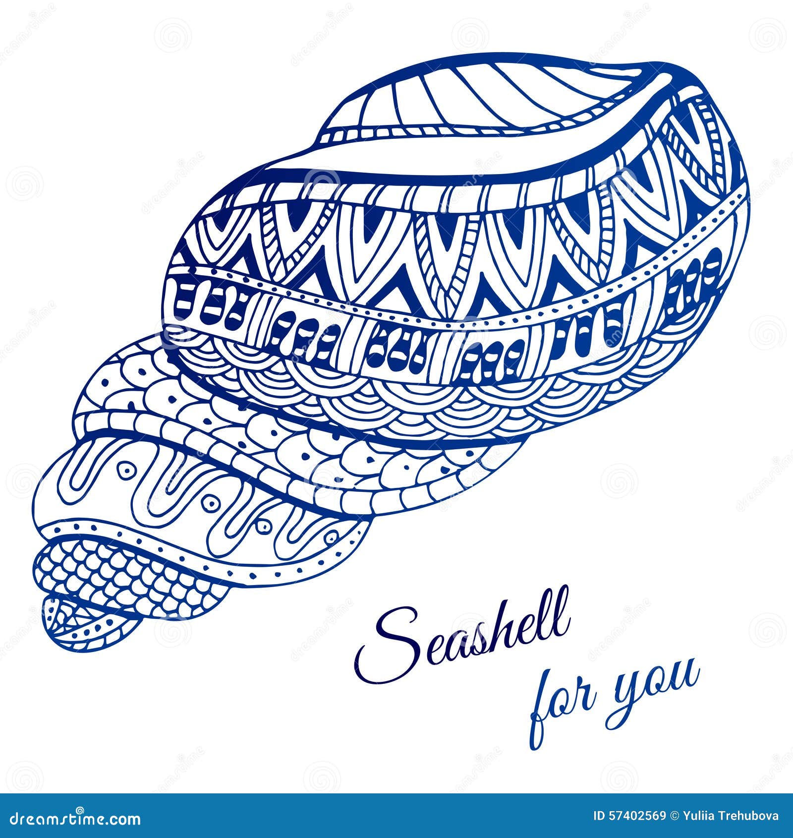 Hand Drawn Seashell with Ethnic Motif. Card with Place for Text. Vector ...