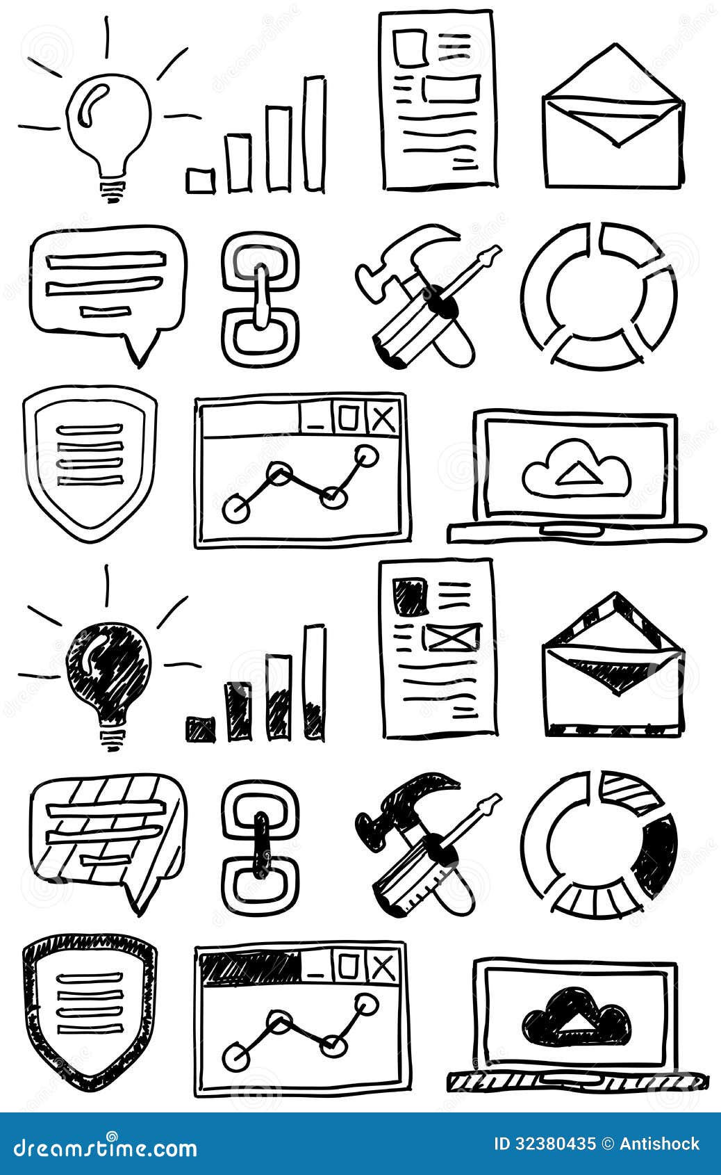 Hand Drawn Seo Doodles / Icon Set Stock Vector - Illustration of ...