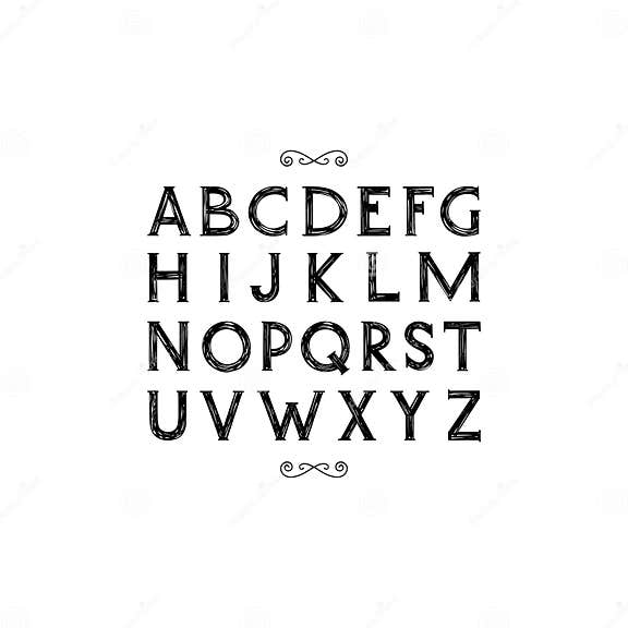 Hand drawn serif font. stock vector. Illustration of serif - 59436186