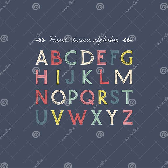 Hand drawn serif font. stock vector. Illustration of grungy - 59457311