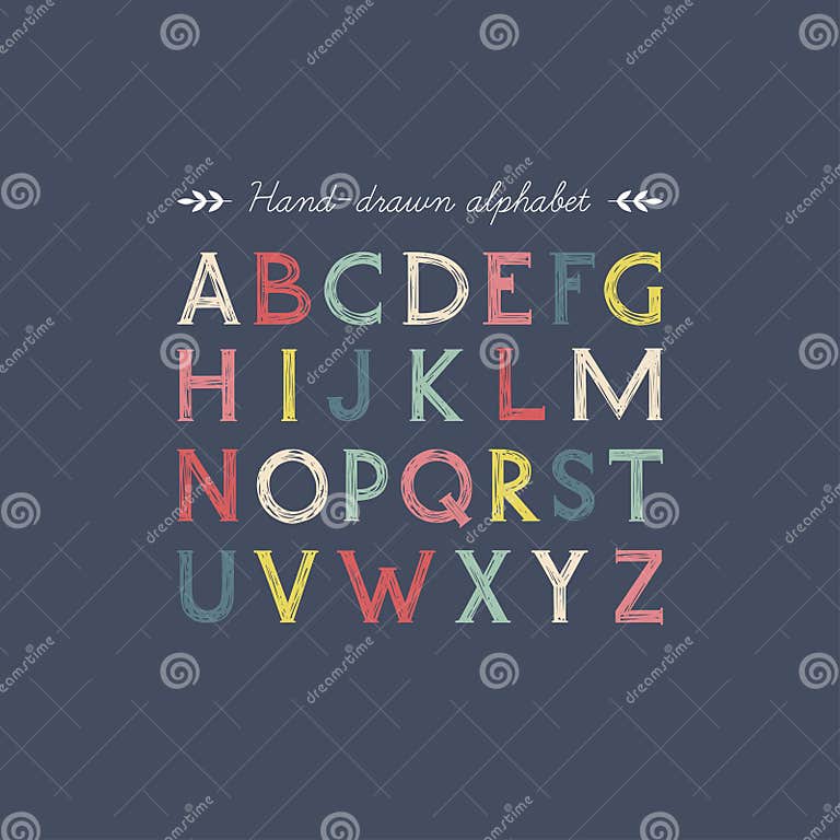 Hand drawn serif font. stock vector. Illustration of grungy - 59457311