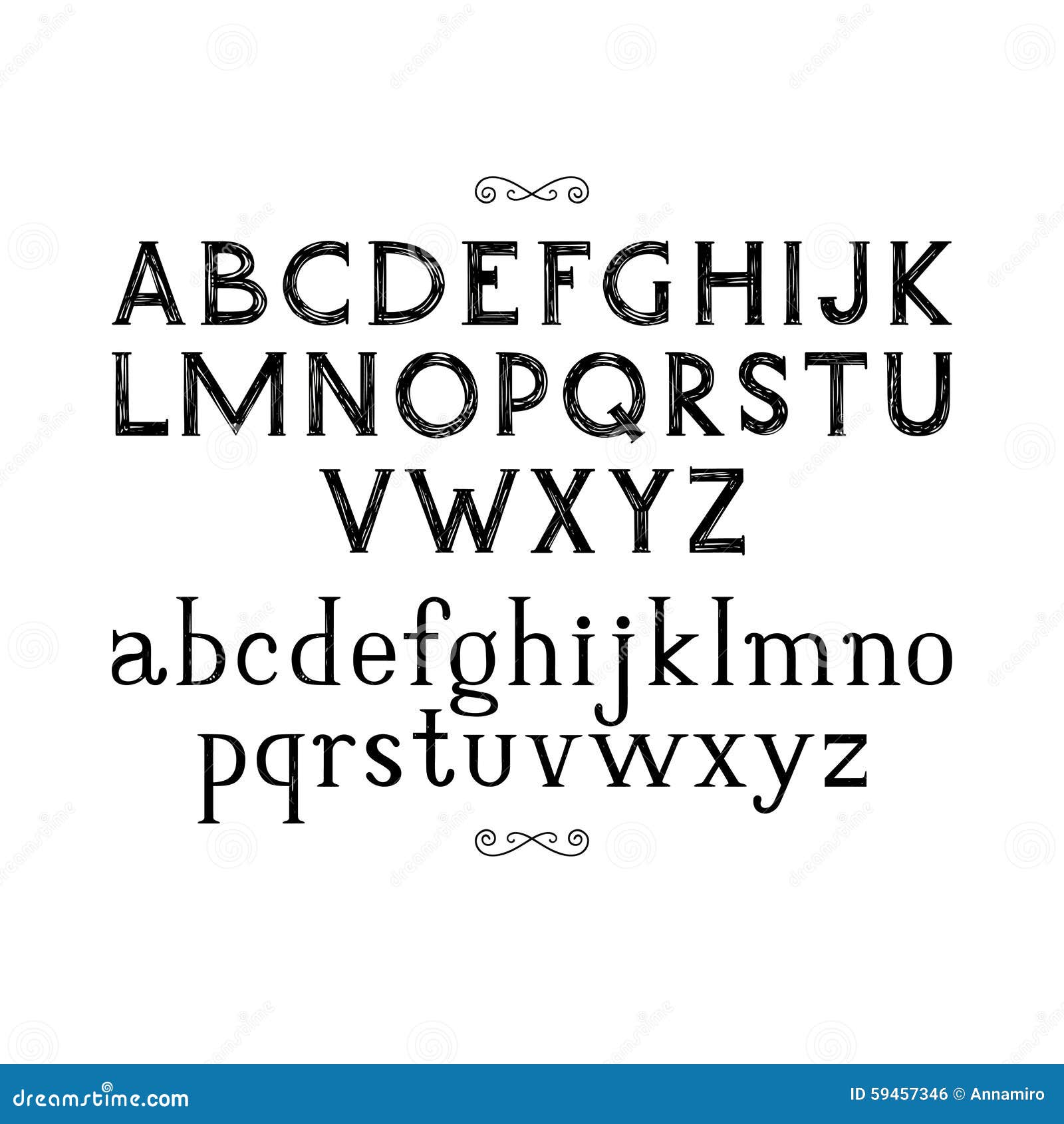 Hand drawn serif font. stock vector. Illustration of note - 59457346