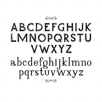 Hand drawn serif font. stock vector. Illustration of note - 59457346