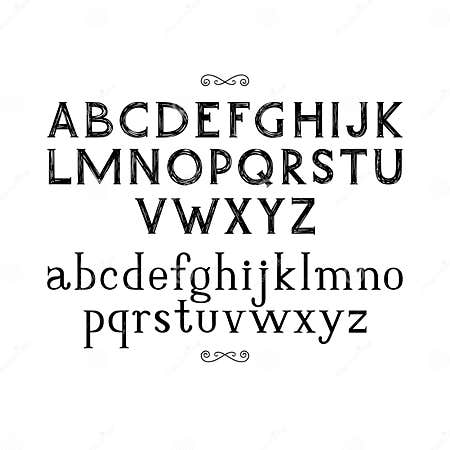 Hand drawn serif font. stock vector. Illustration of note - 59457346