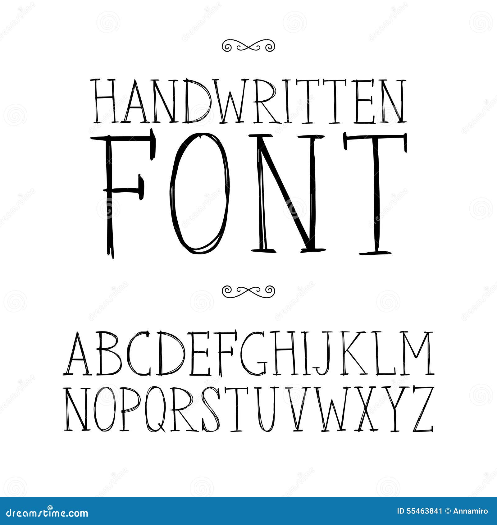 Hand drawn serif font. stock vector. Illustration of creative - 55463841