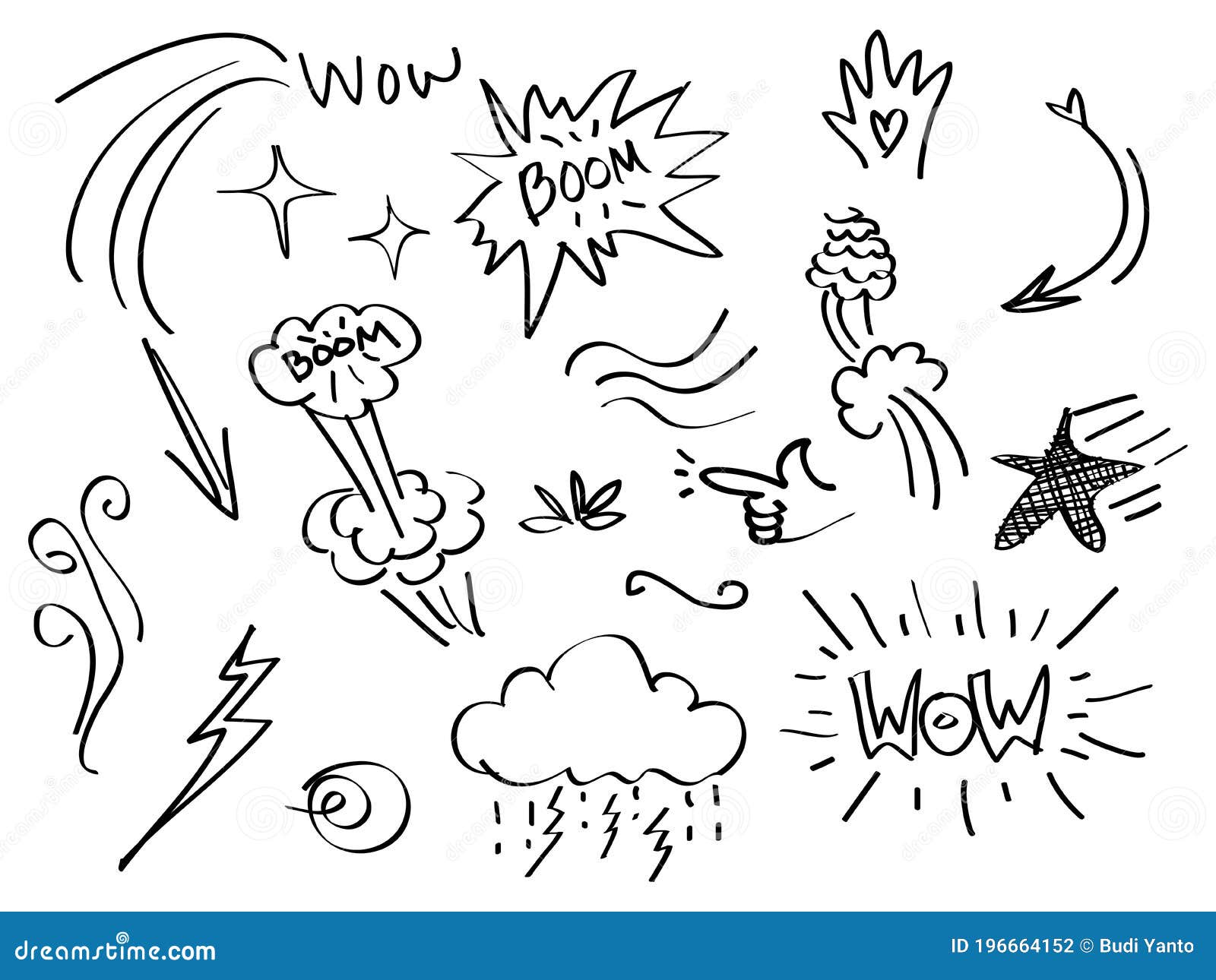 Hand Drawn Set of Abstract Comic Doodle Elements Stock Vector ...