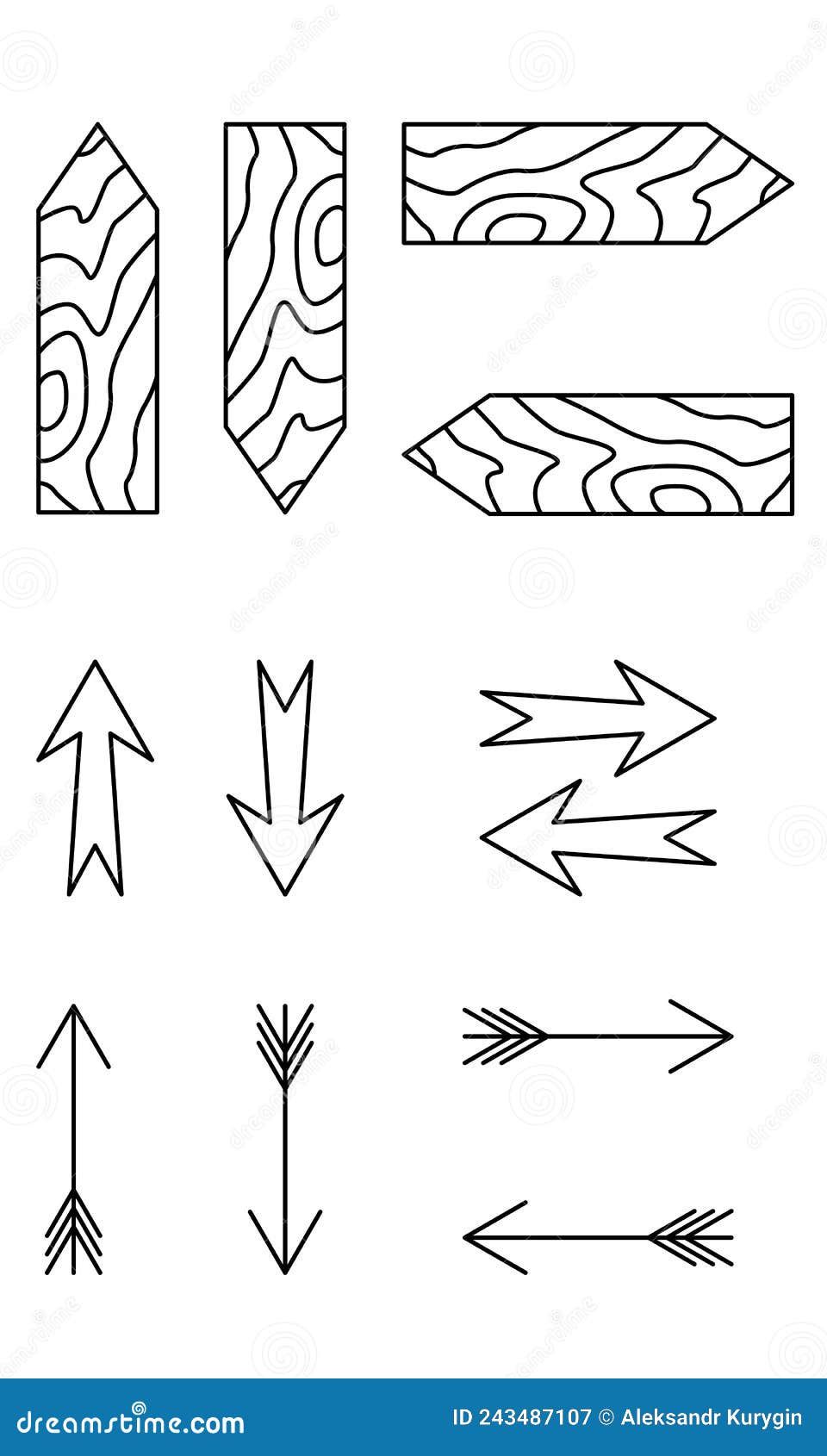 Hand Drawn Set of Arrows Indicating the Direction. Doodle Scetch Stock ...