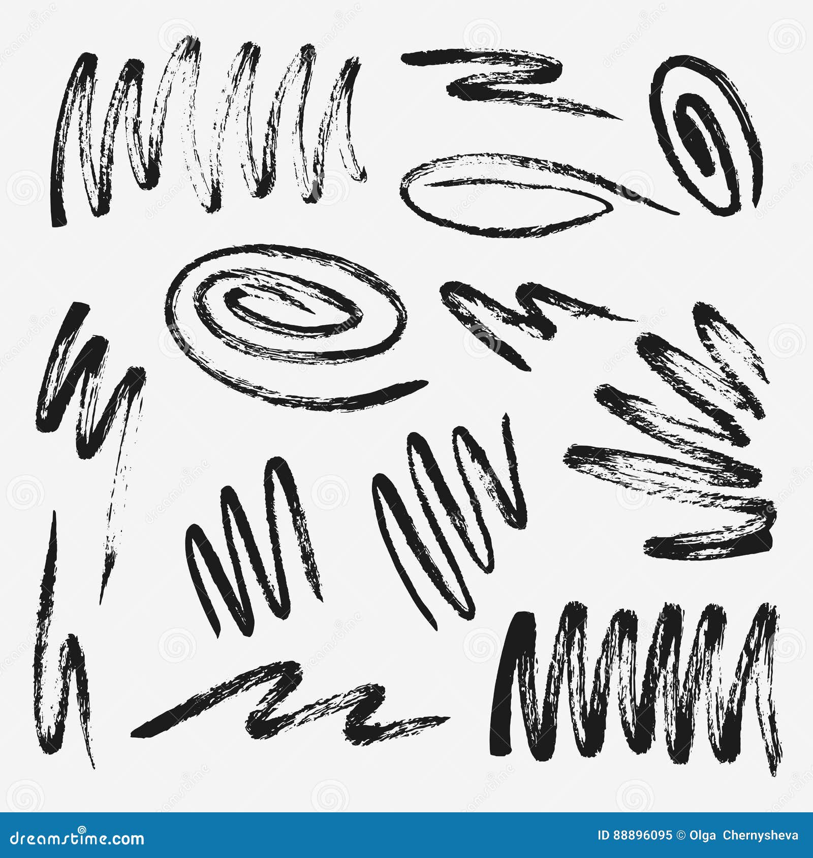 Hand Drawn Set of Brushstroke Stock Vector - Illustration of brush ...