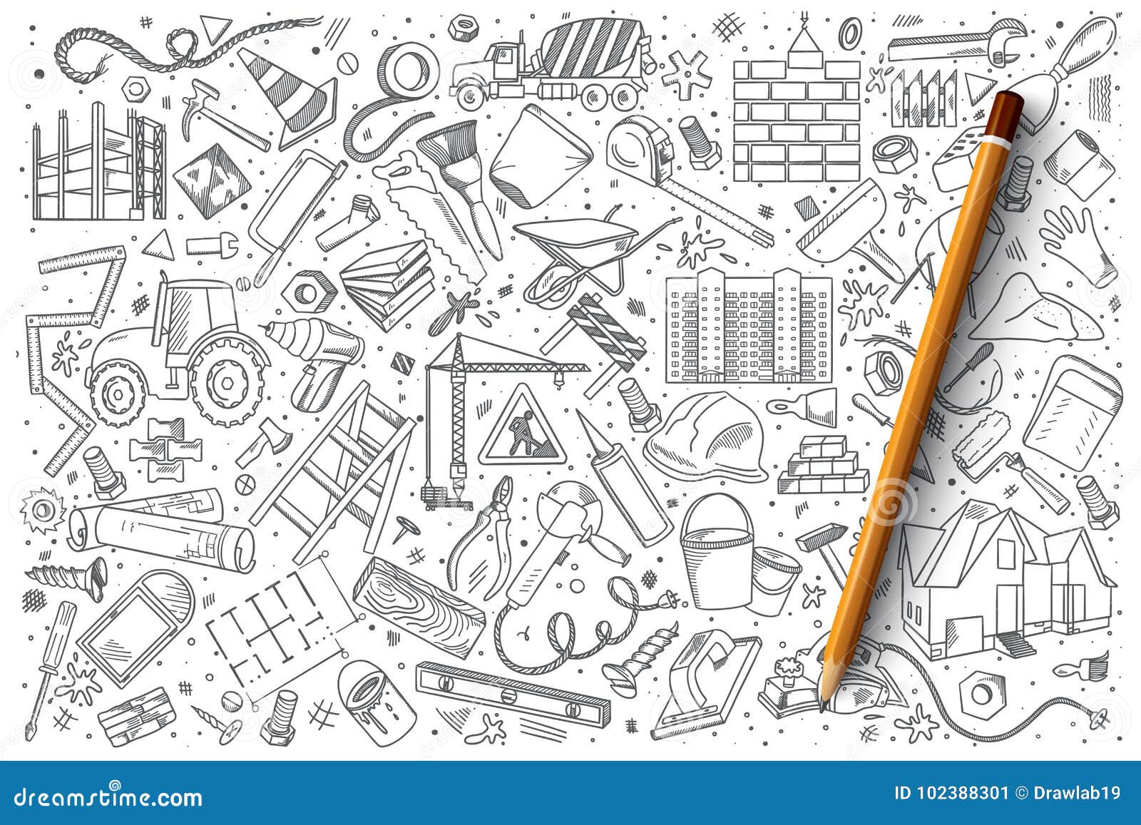 Building doodle vector set stock vector. Illustration of house - 102388301