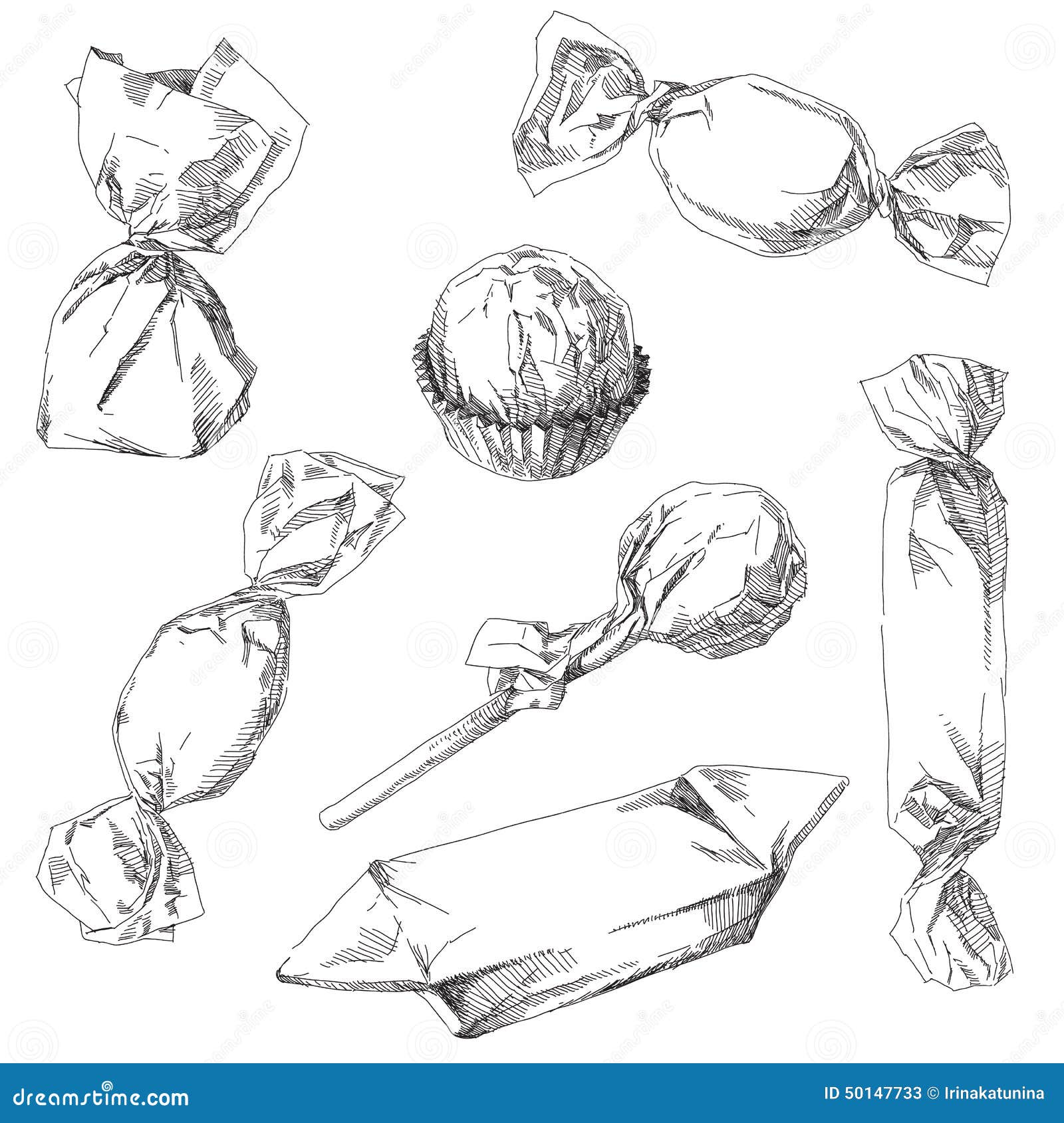 Hand drawn set of candy stock vector. Illustration of snack - 50147733