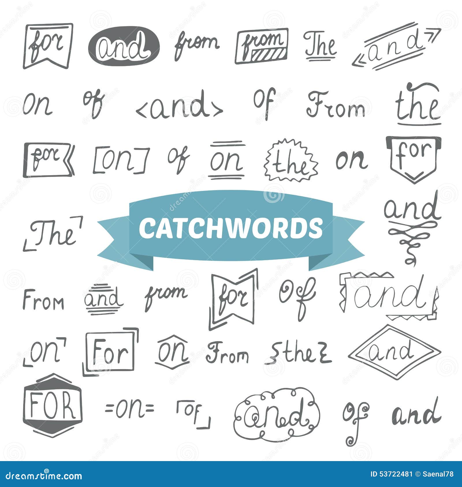 Hand Drawn Set. Catchwords Design Elements Stock Vector - Illustration ...