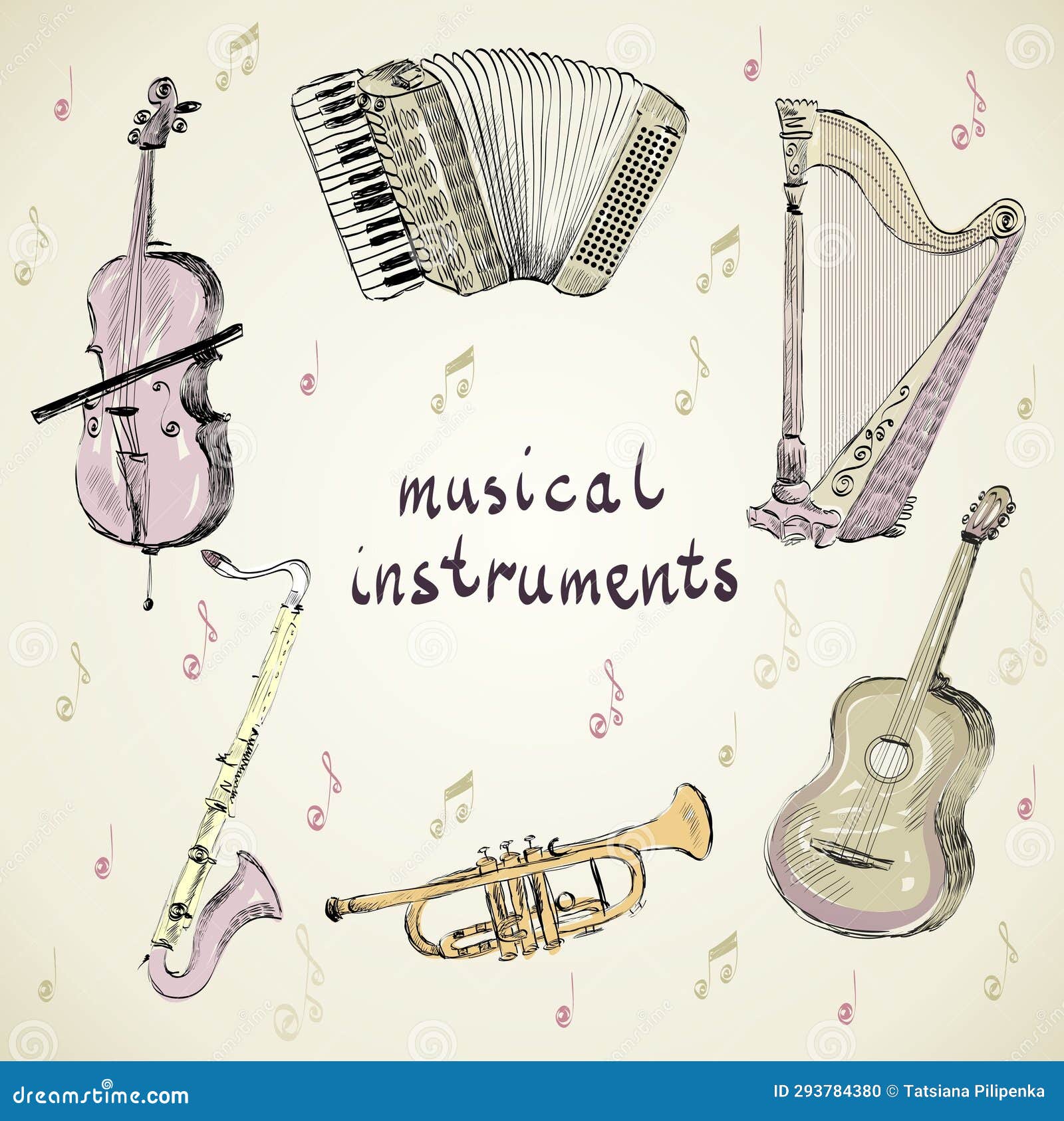 Musical instruments stock vector. Illustration of retro - 293784380